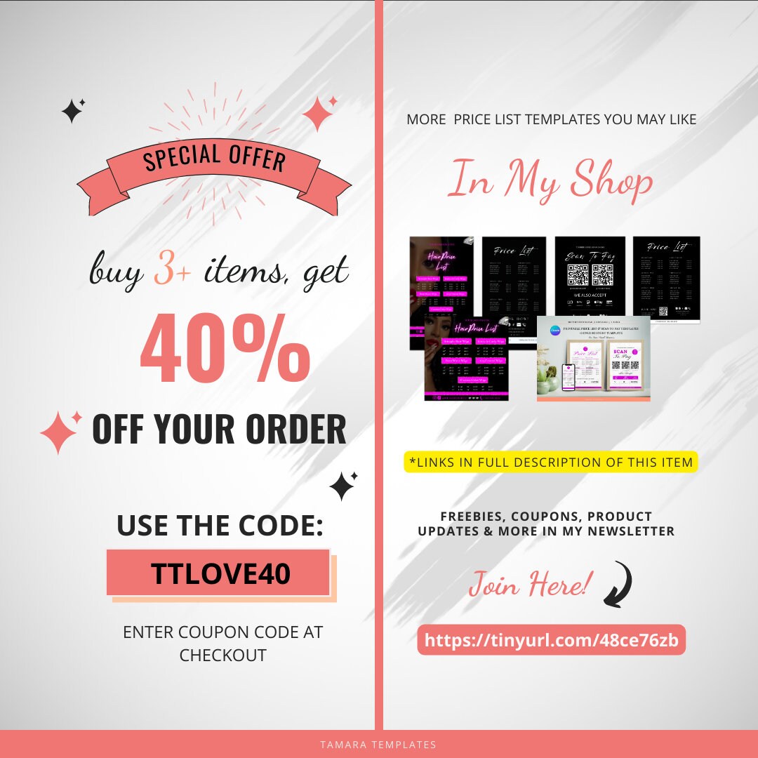 3 Item Price List Template