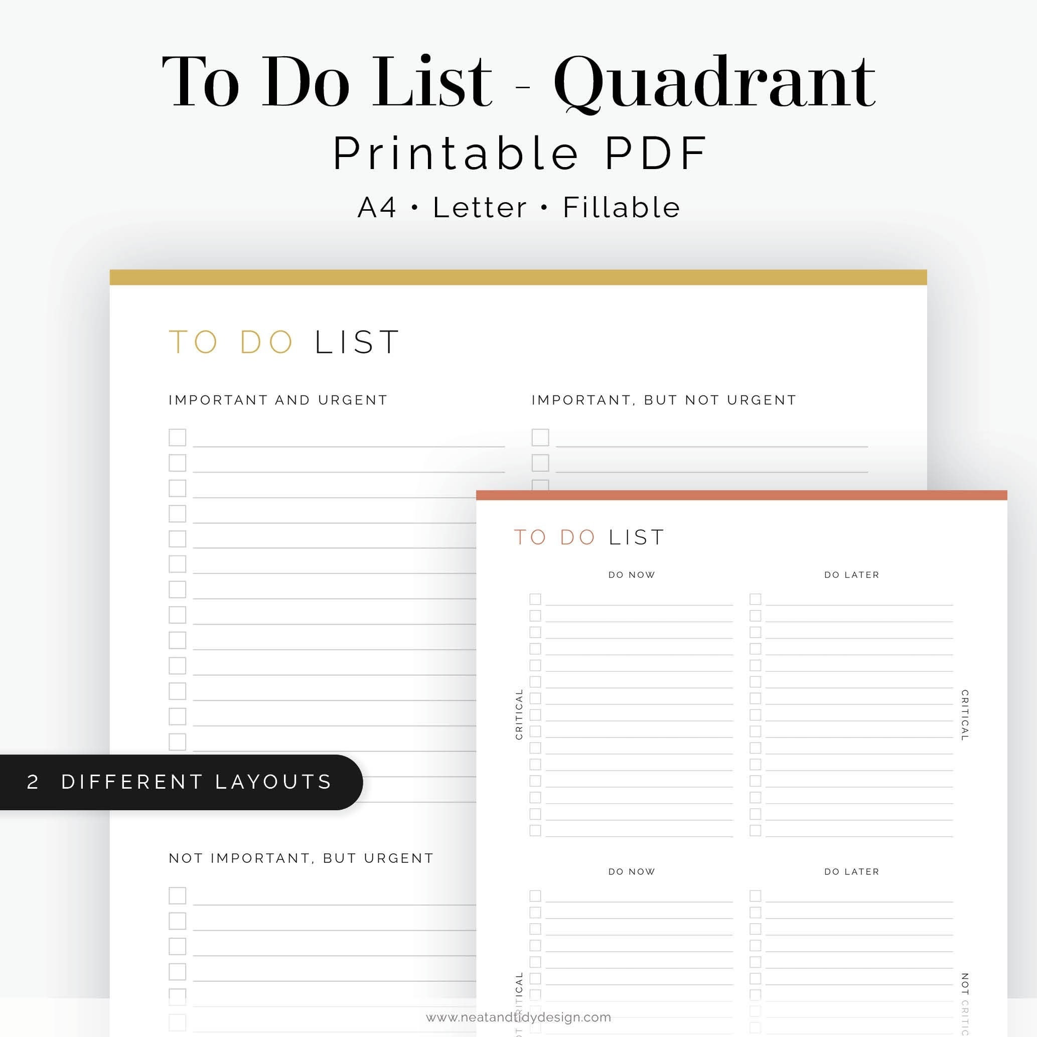 4 Quadrant To Do List Template