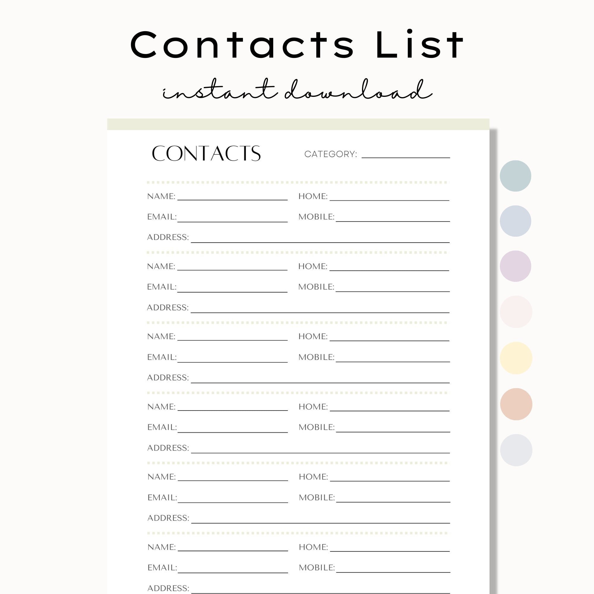 Address Book Contact List Template