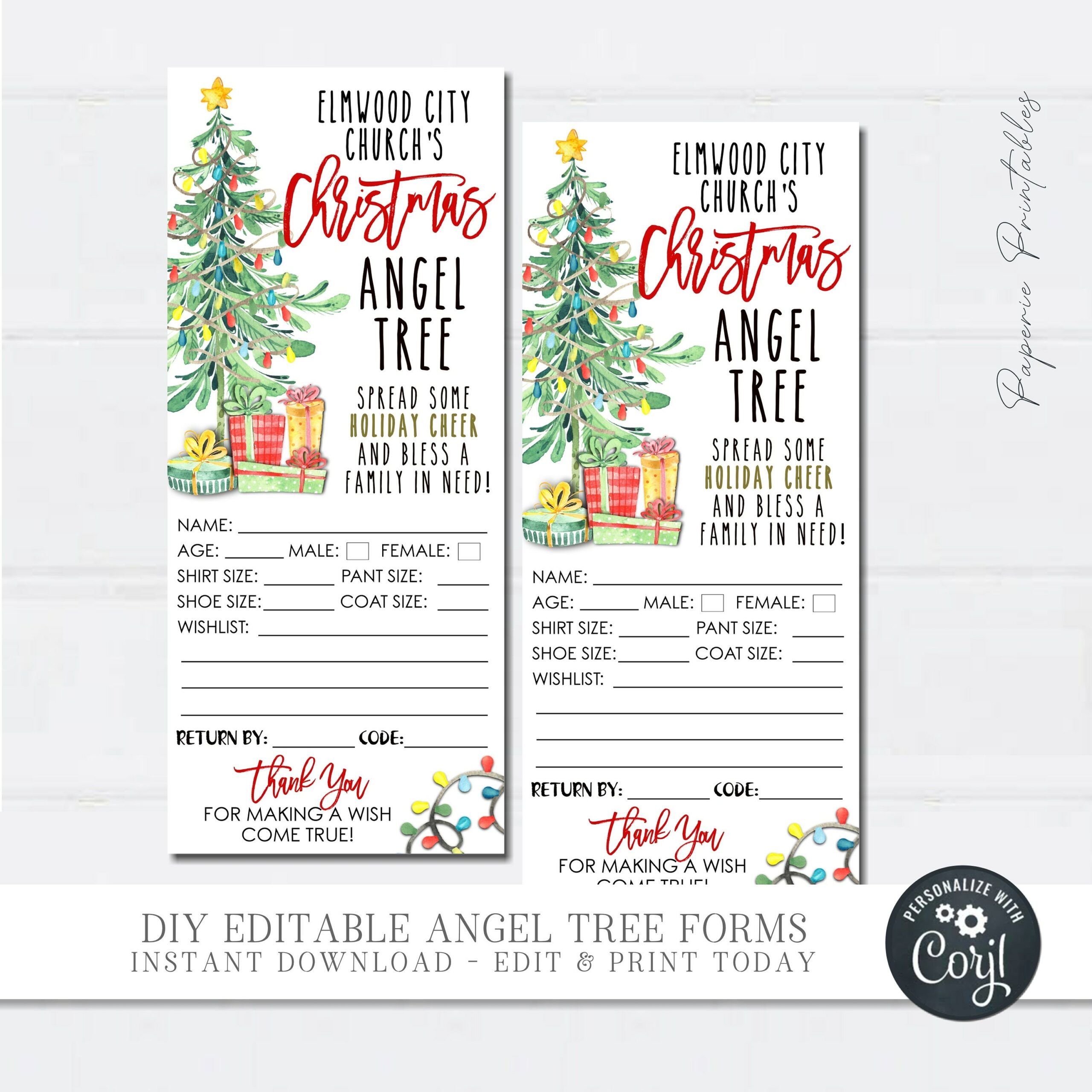Angel Tree Wish List Template