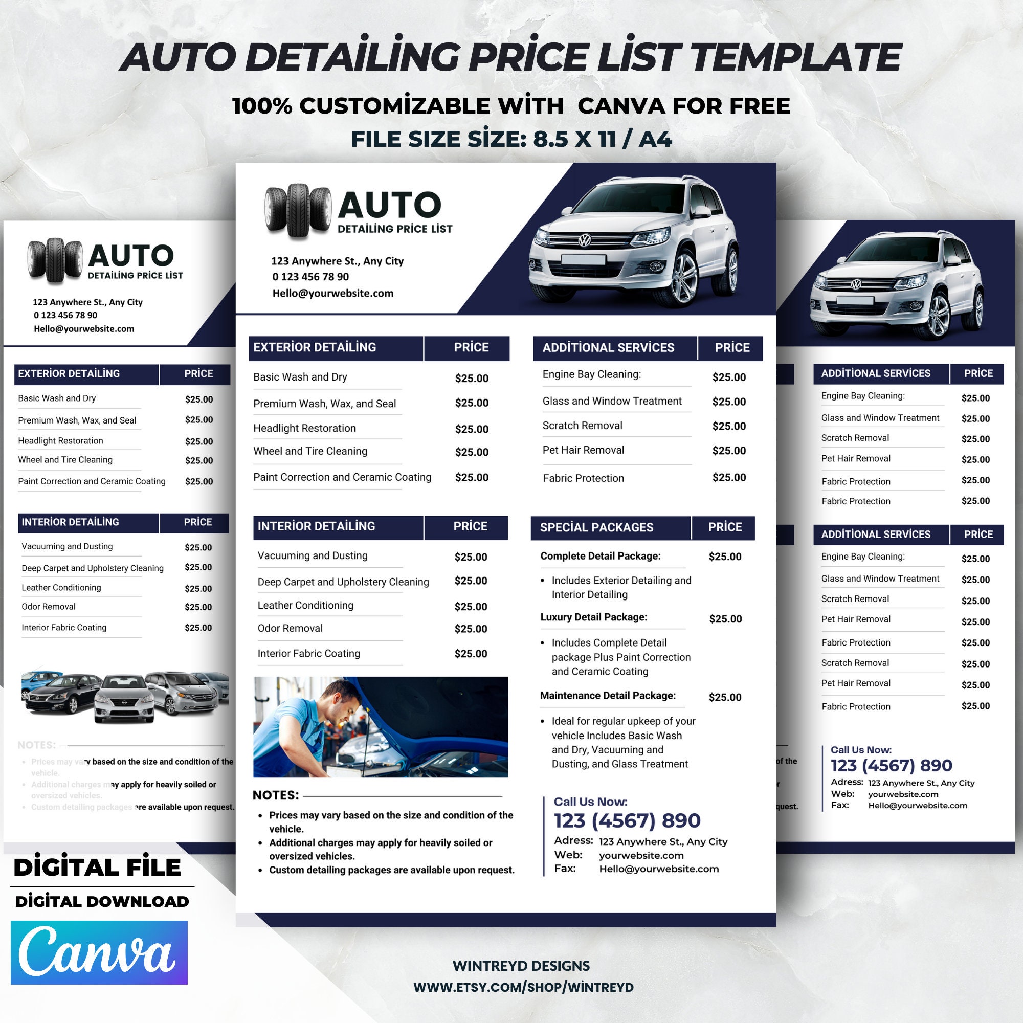 Auto Detailing Price List Template