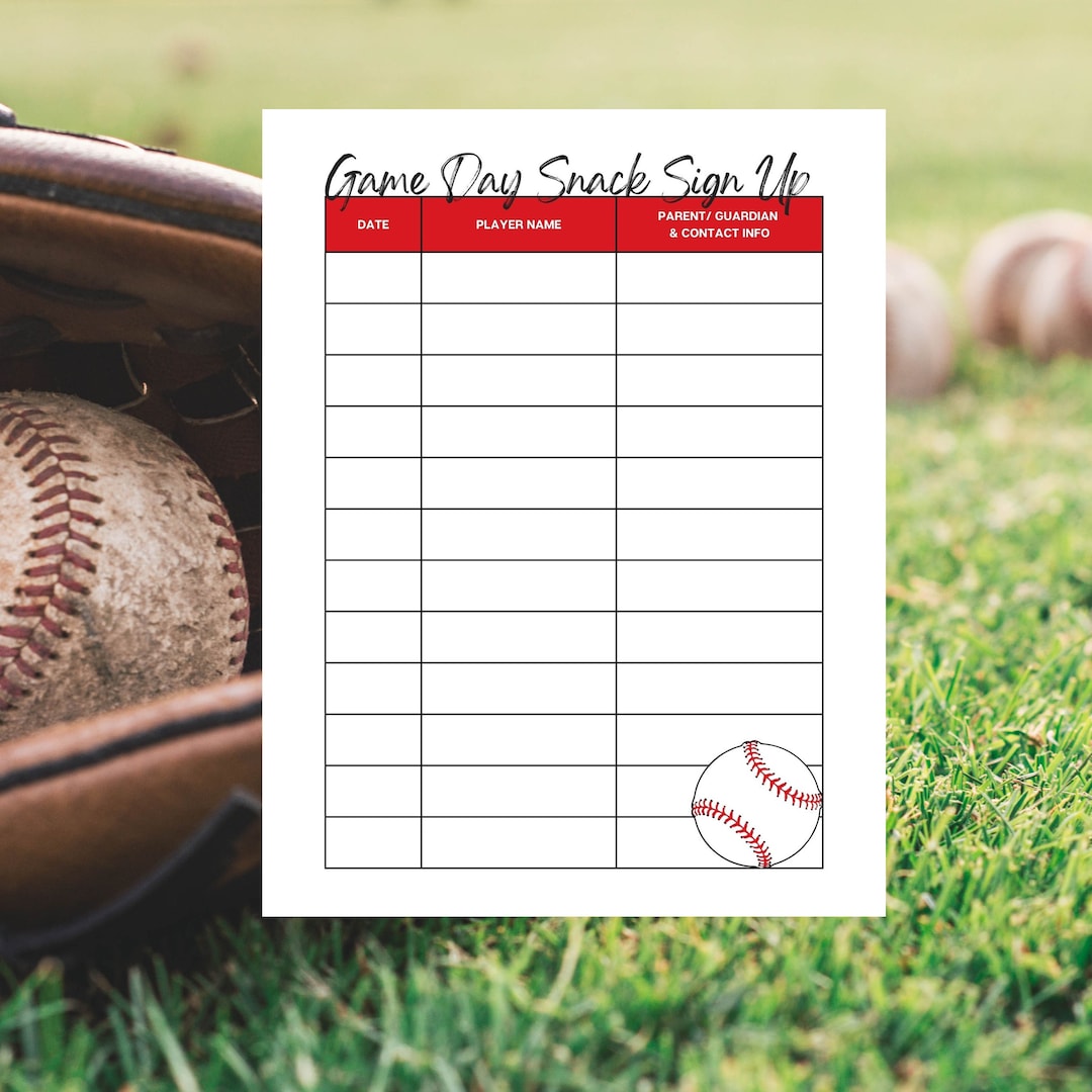 Baseball Partent Contact List Template
