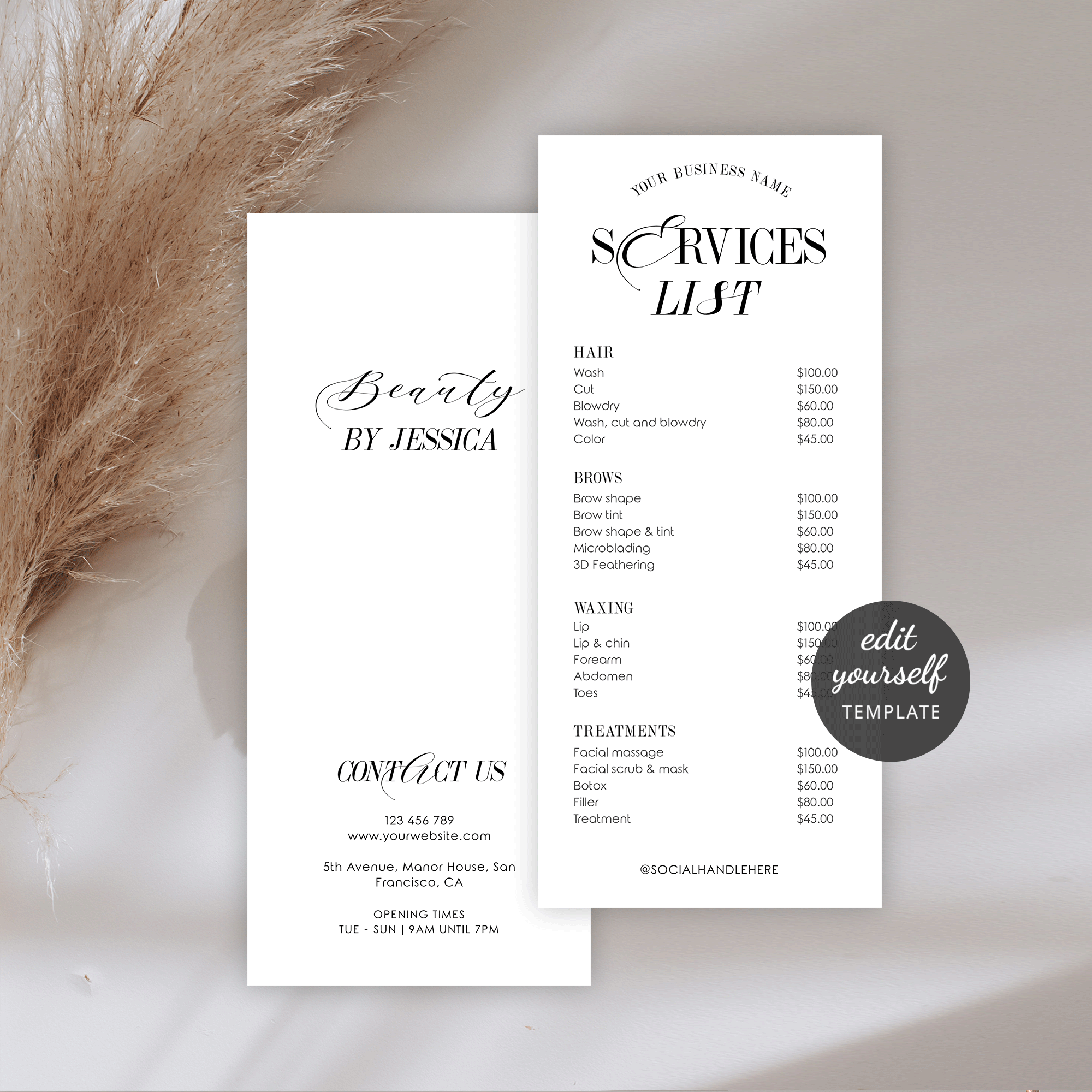 Beautiful Price List Template Design Firm