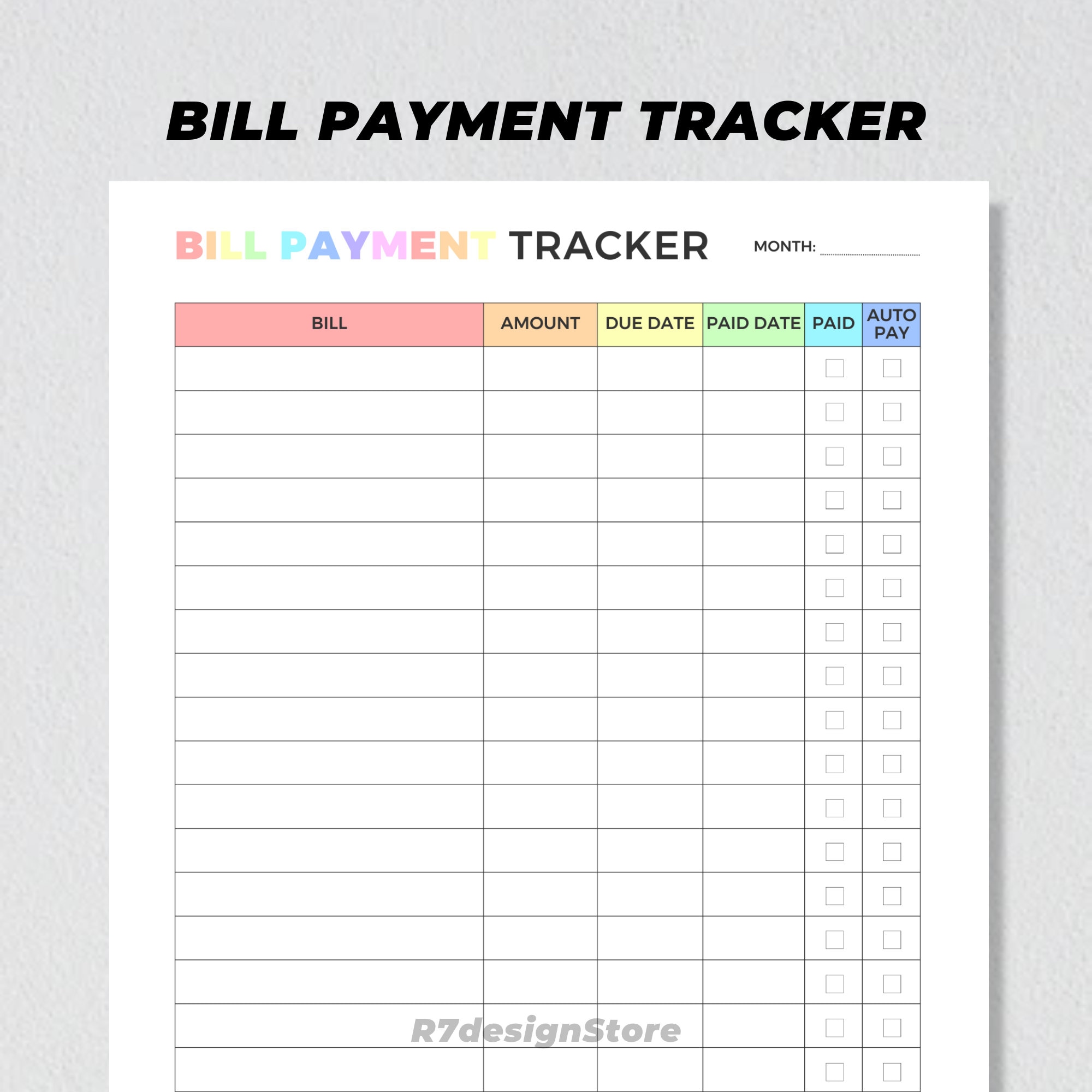 Bill Pay Check List Template