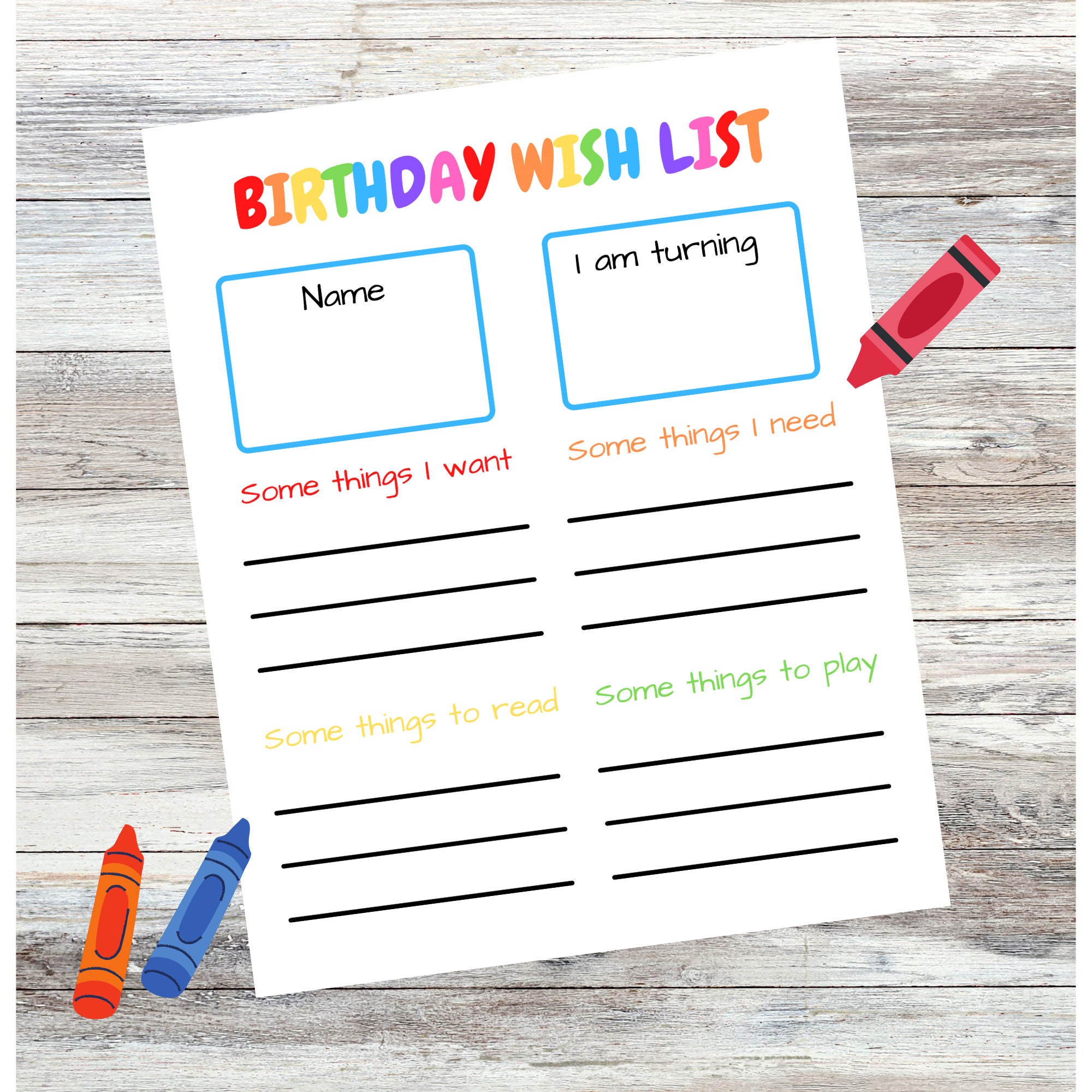 Birthday Gift Wish List Template