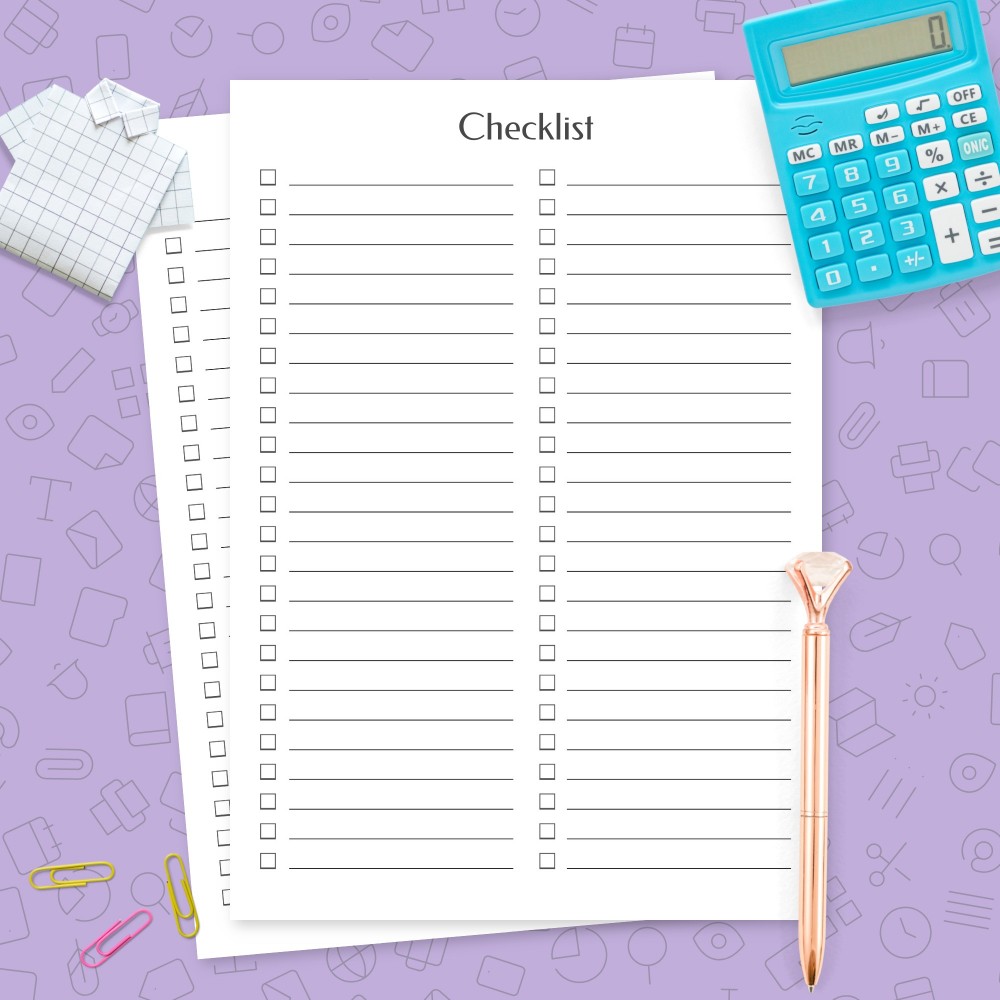Blank Check Off List Template
