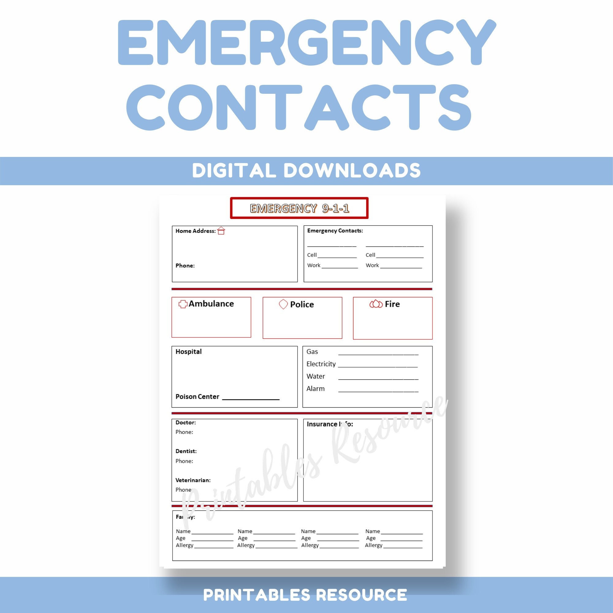 Business Emergency Contact List Template