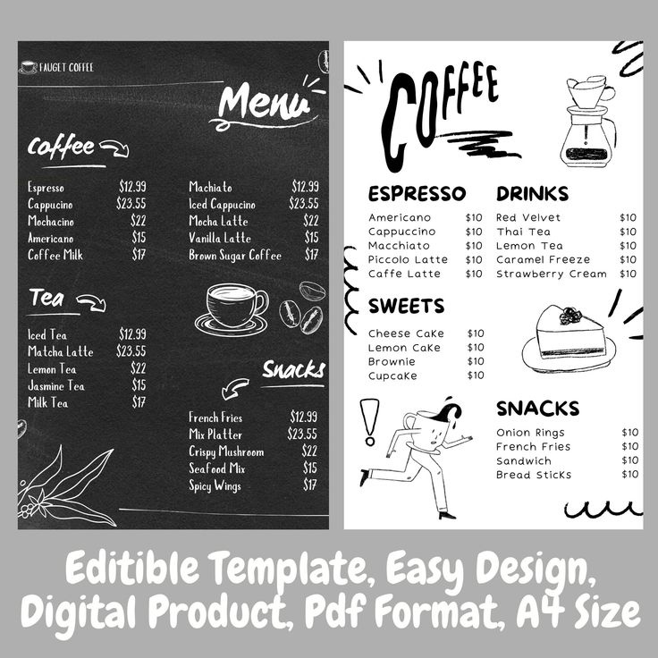 Cafe Bar Price List Template