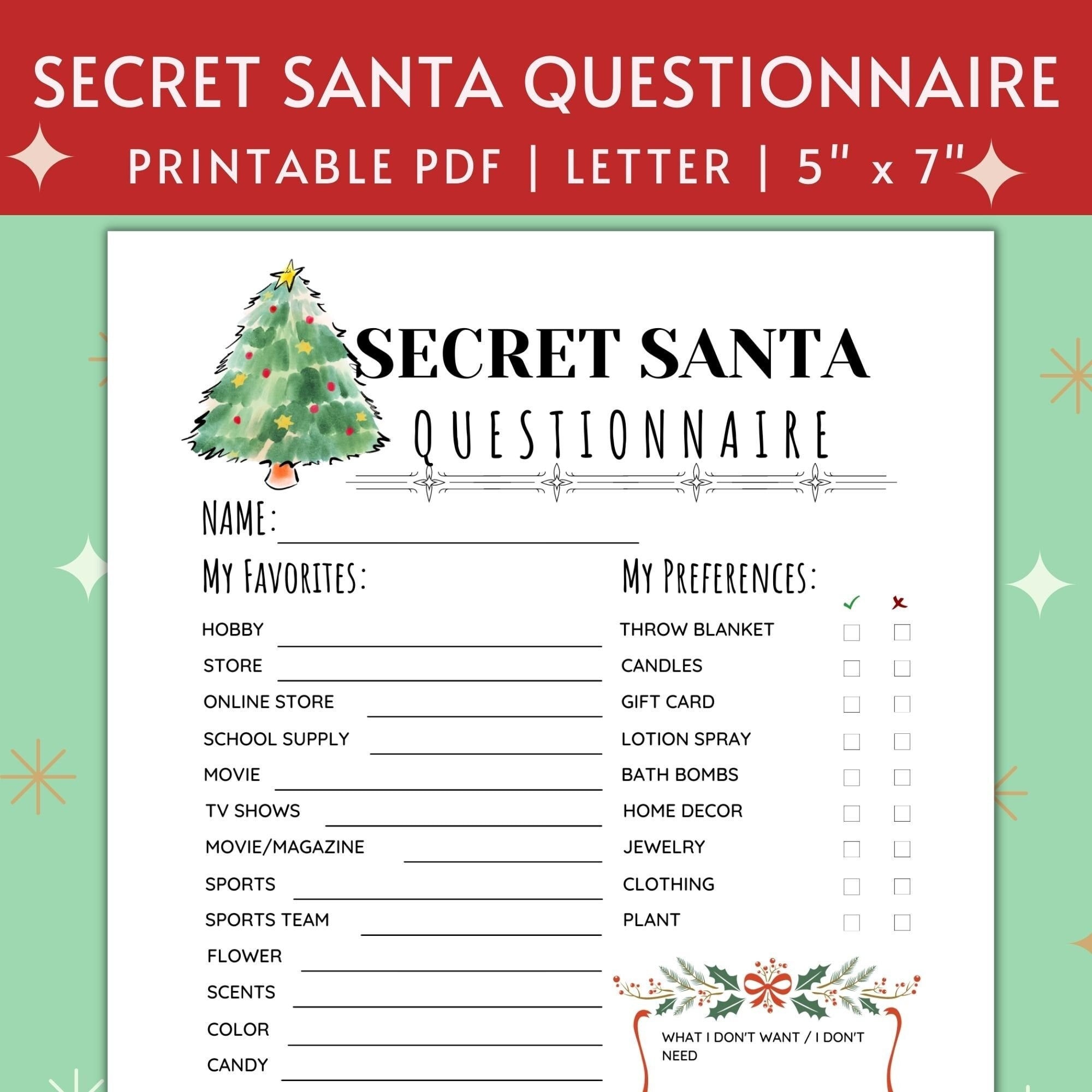 Christmas Gift Exchange Wish List Template
