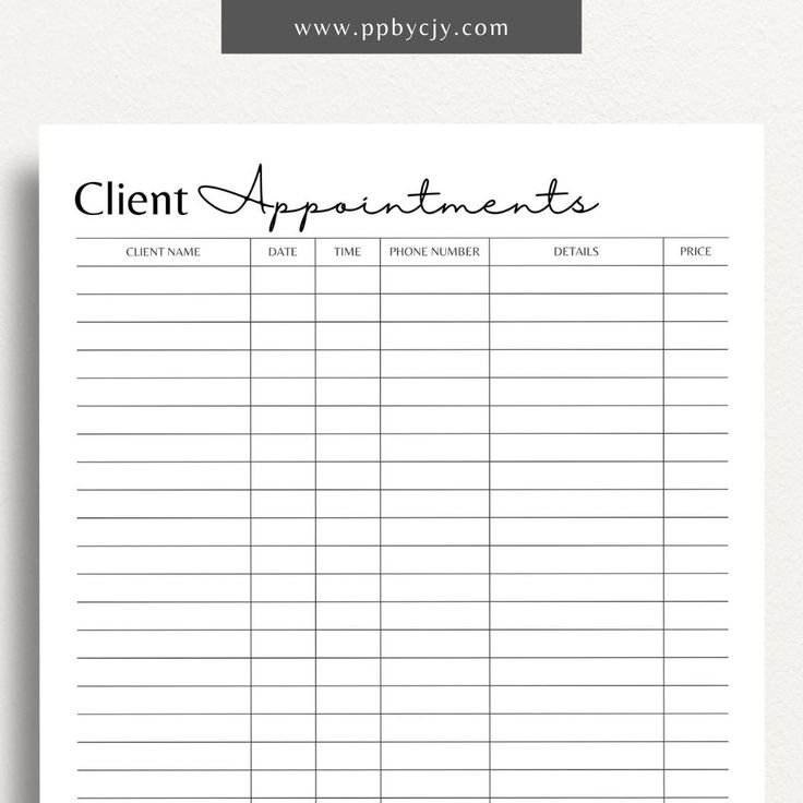 Client Sign Up List Template