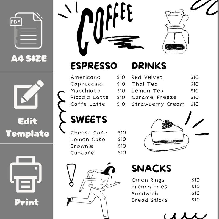 Coffee Shop Price List Template