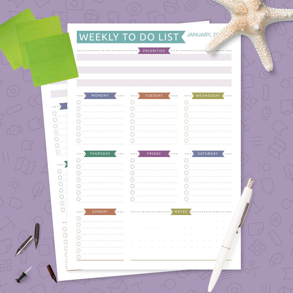 Colorful Weekly To Do List Template