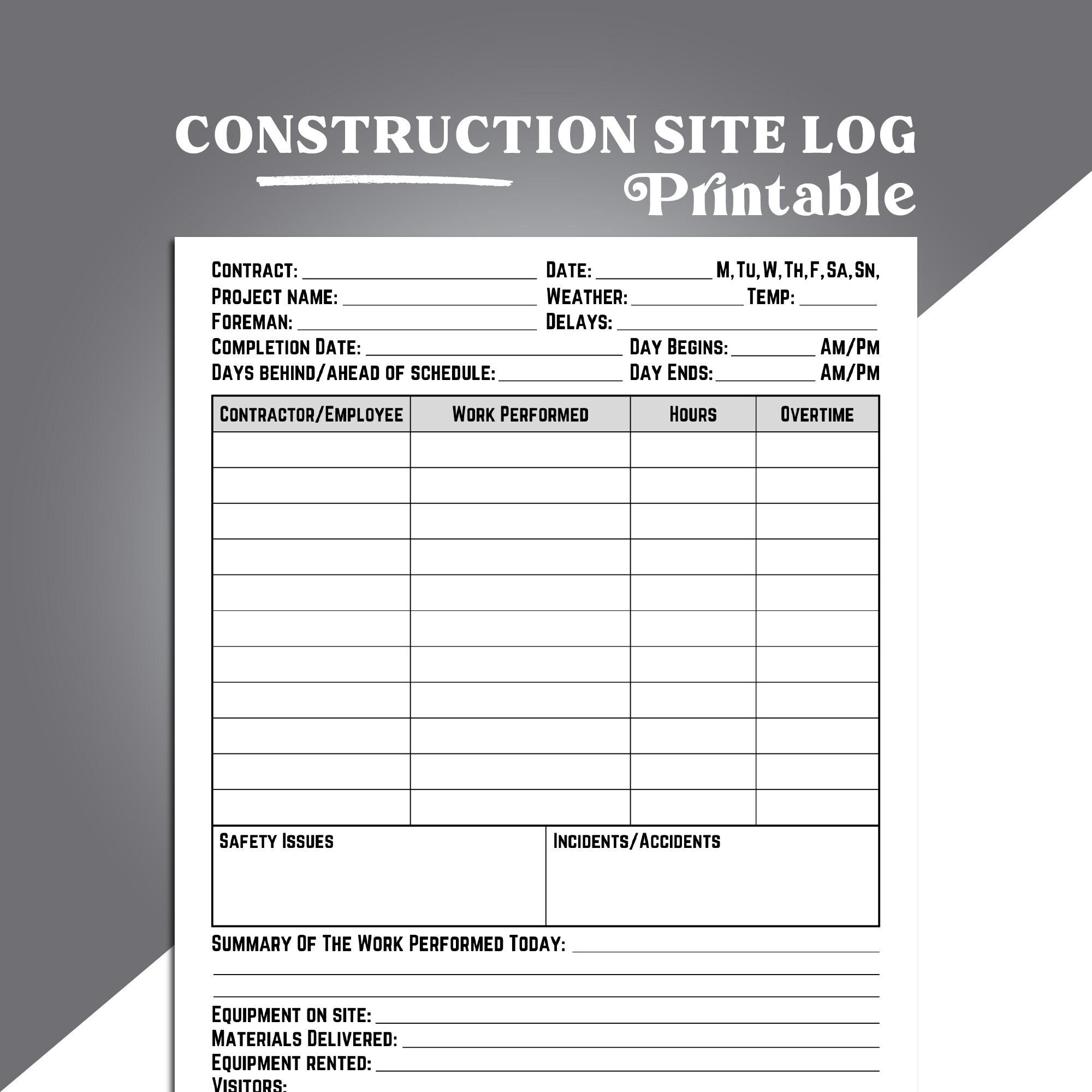 Construction Project Contact List Template