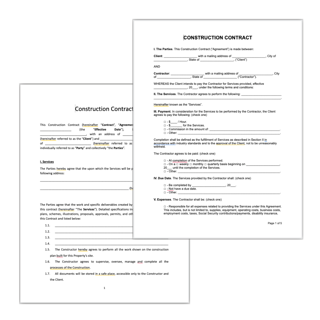 Construction Project Reference List Template
