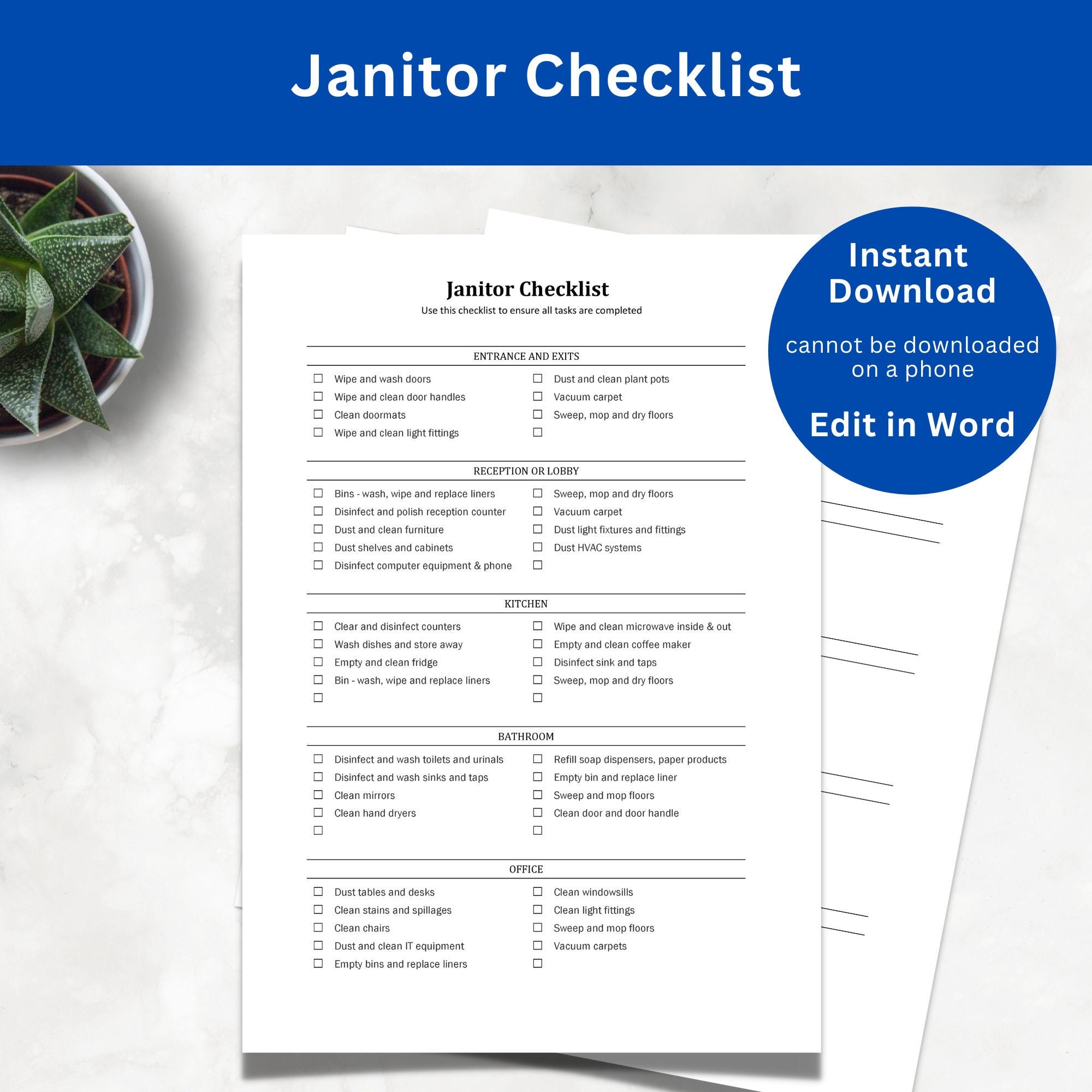 Custodian To Do List Template