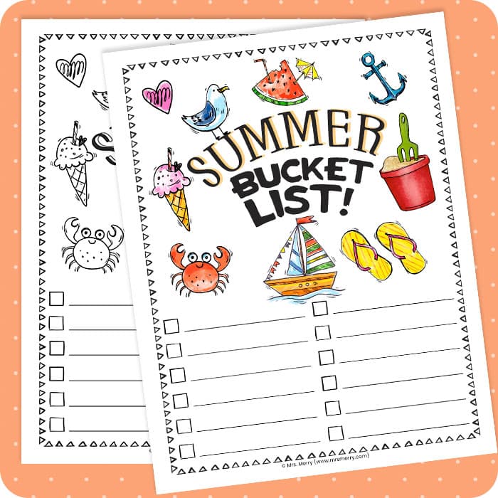 Cute Summer Bucket List Template