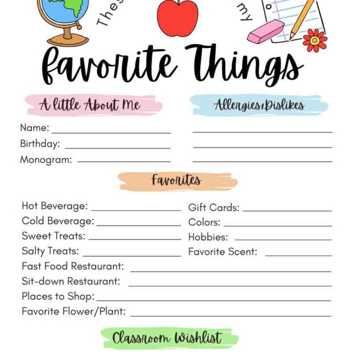 Cute Top 10 Favorite Things List Template