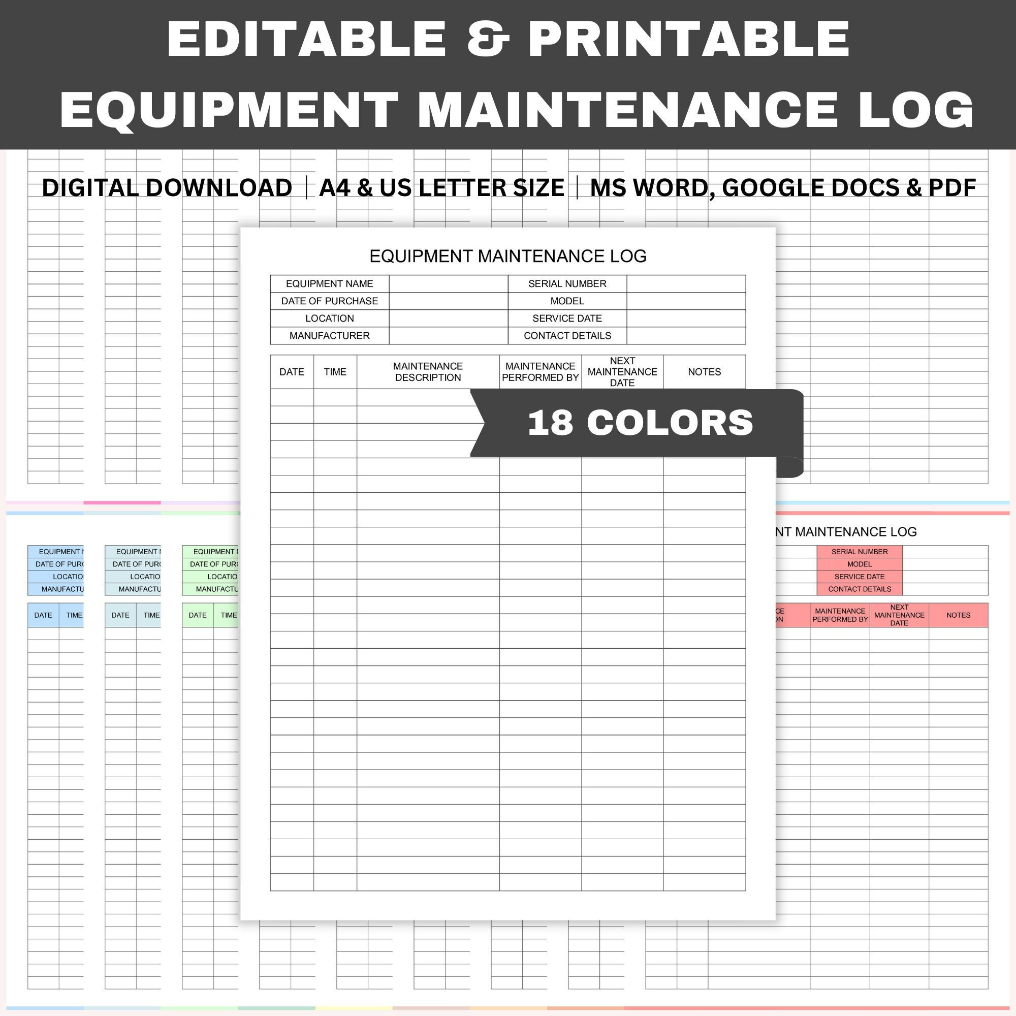 Equipment Spare Parts List Template