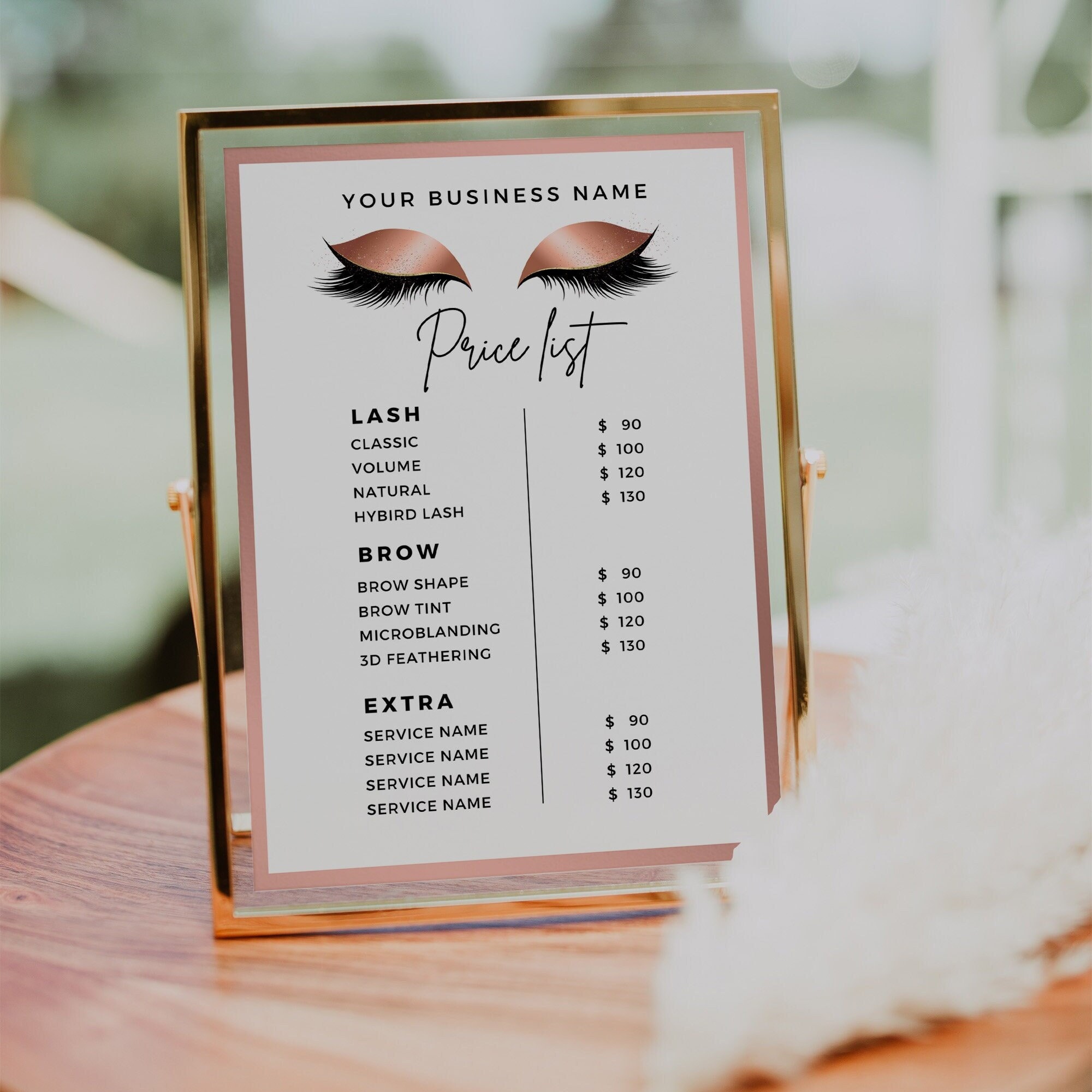 Eyelash Extension Price List Template