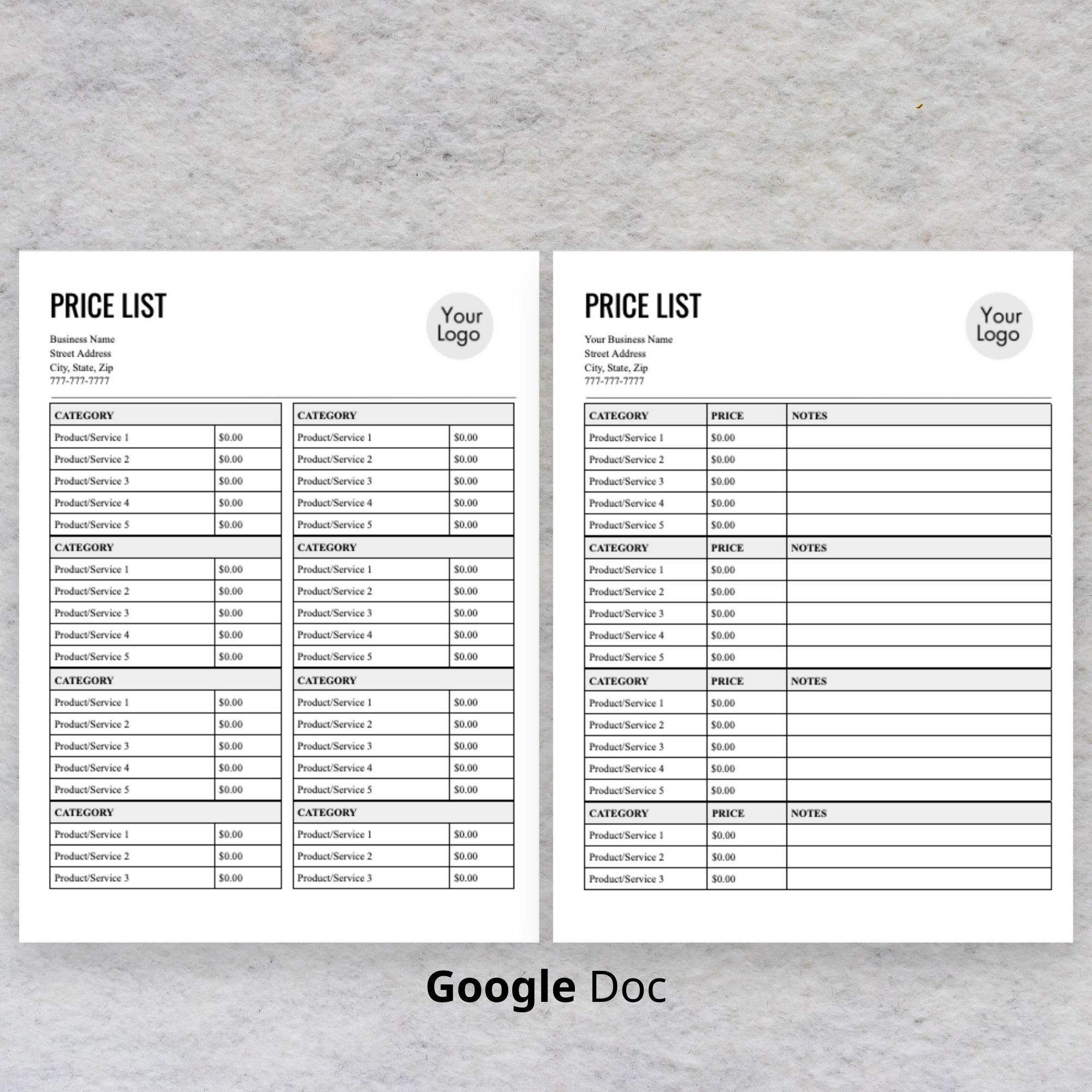 Federal Supply Schedule Price List Template
