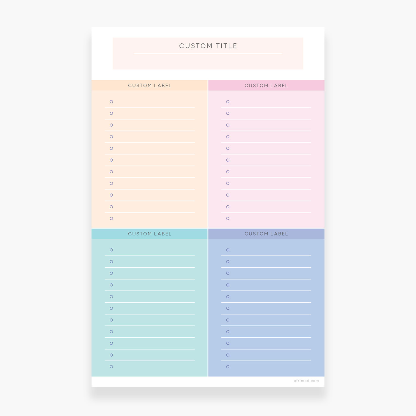 Four Quadrant To Do List Template