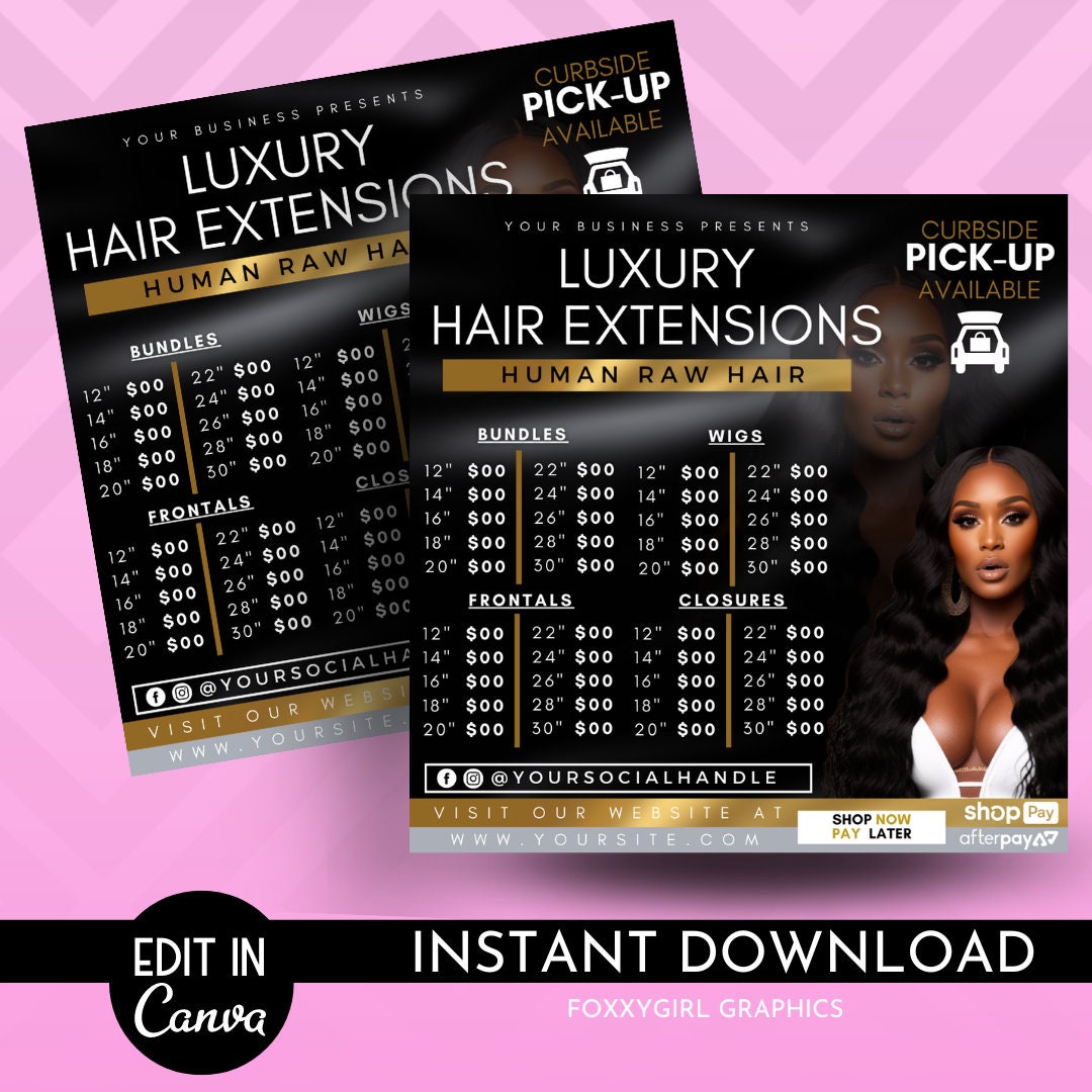 Hair Extension Price List Template