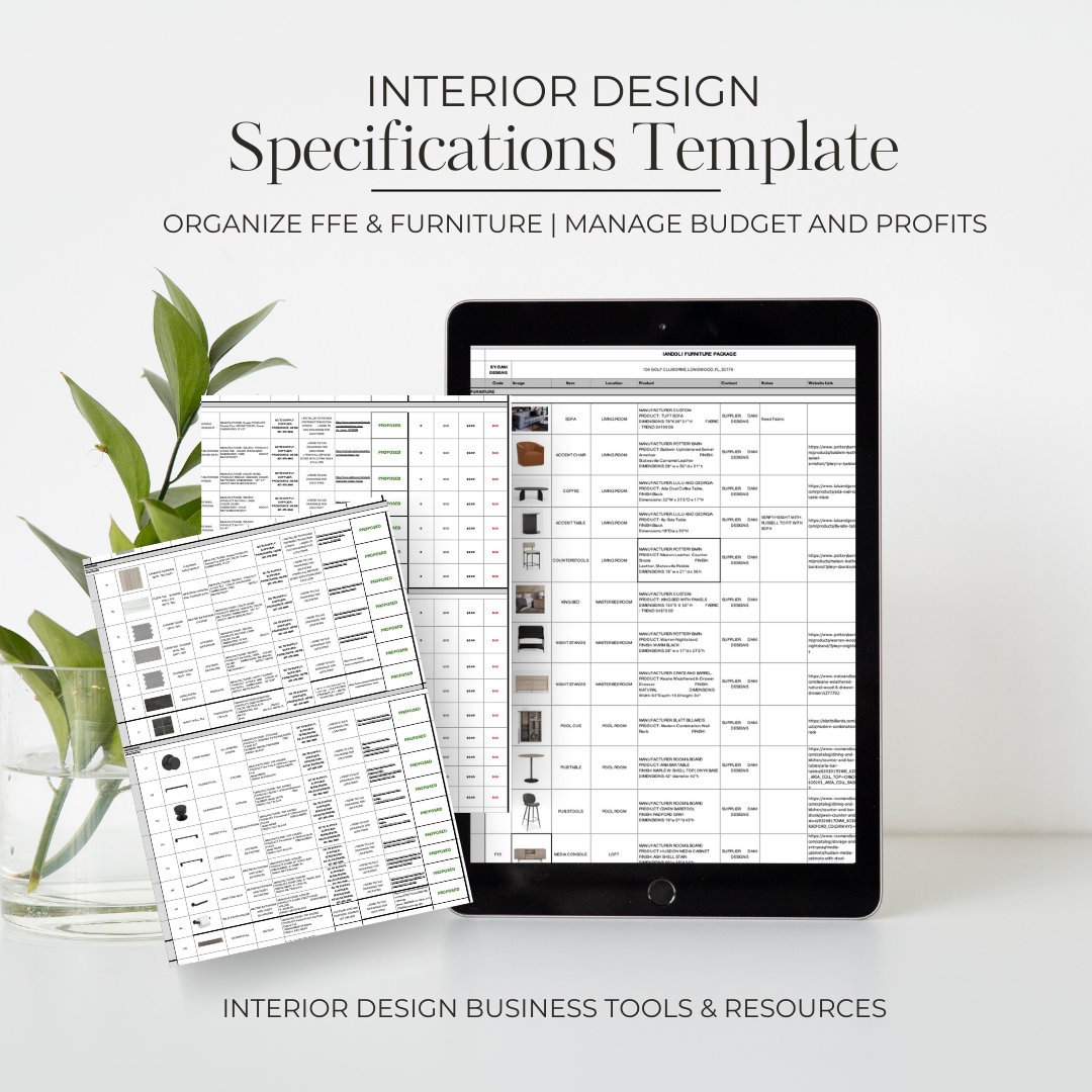 Interior Design Product List Template