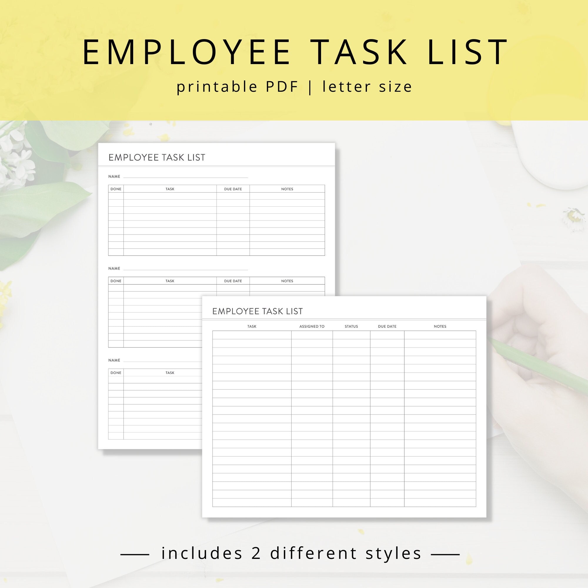 Job Employee Task List Template
