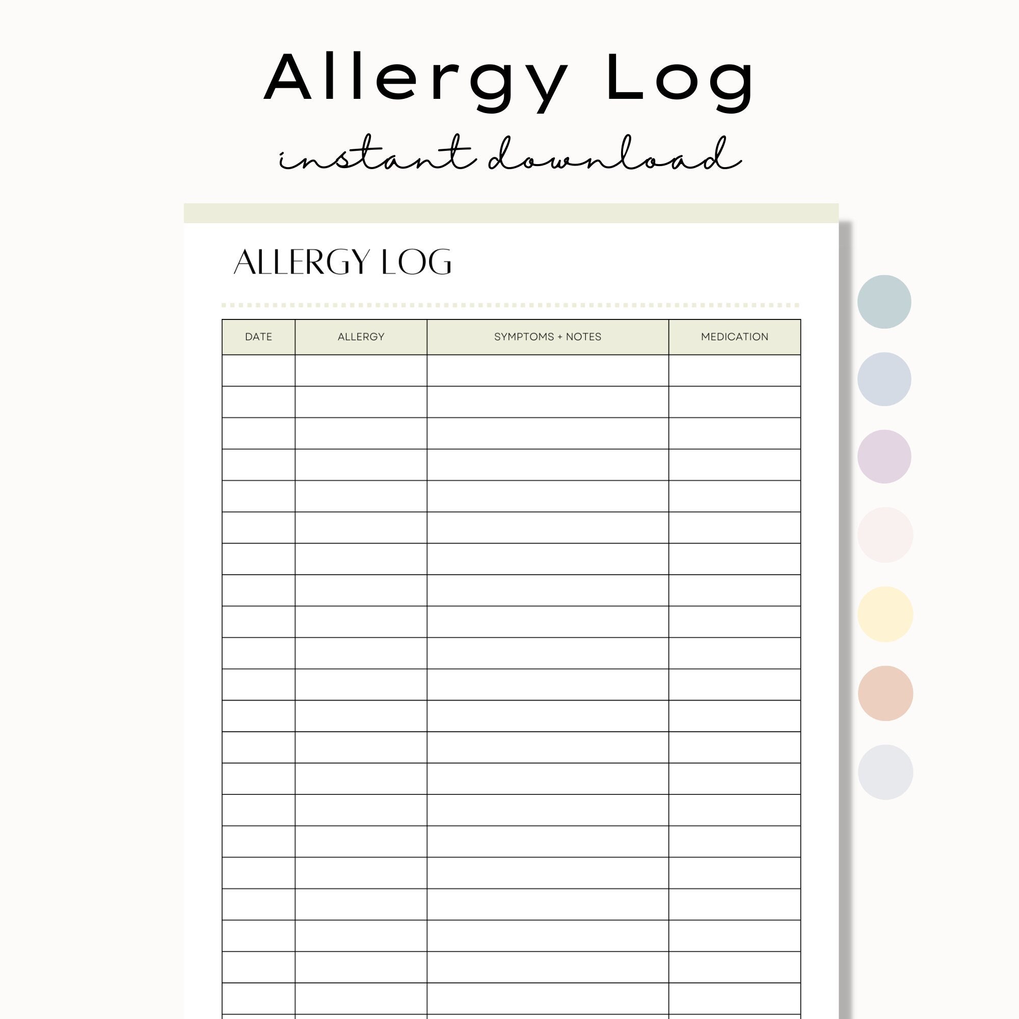 Medication And Allergy List Template