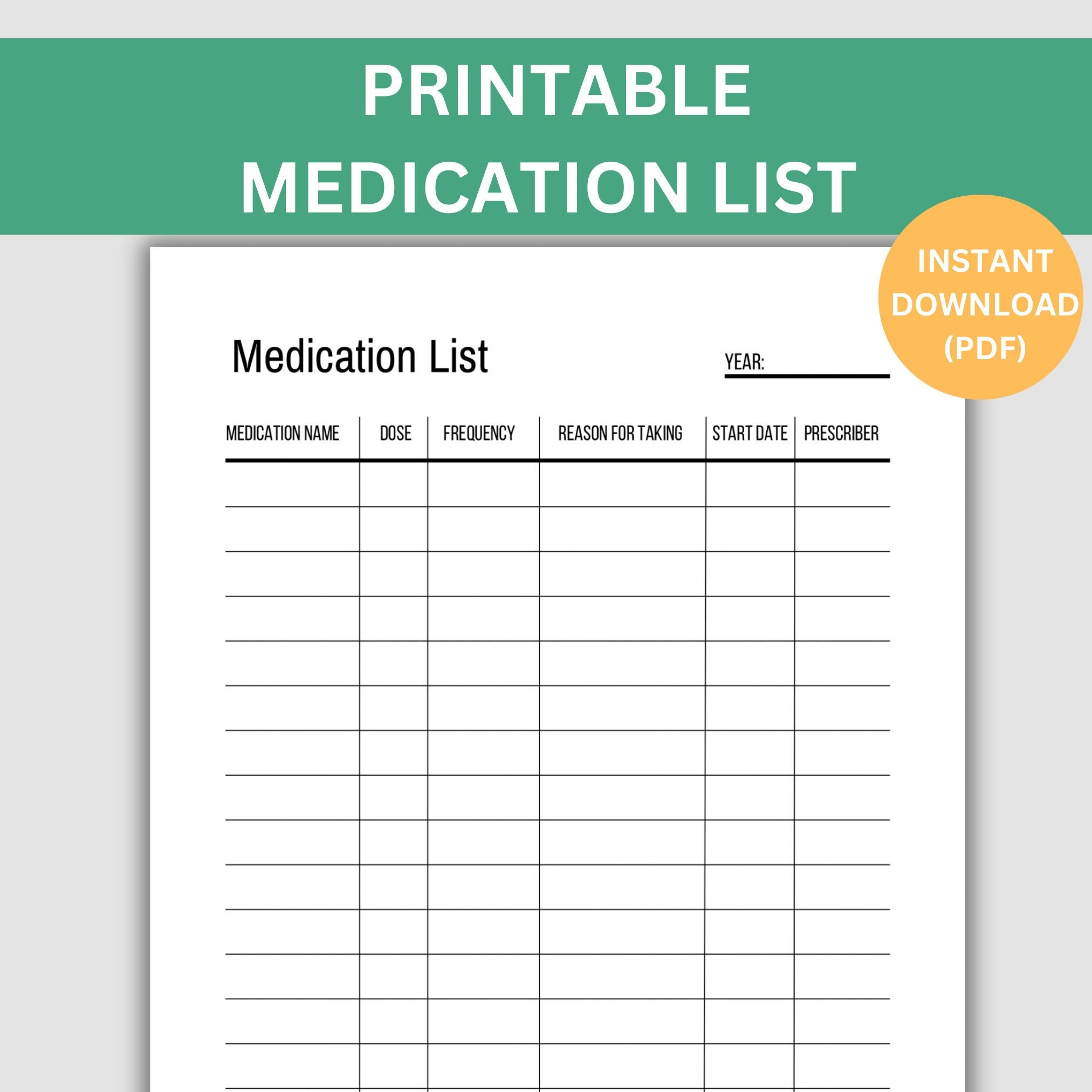 Medication List Template With Monthly Check Off