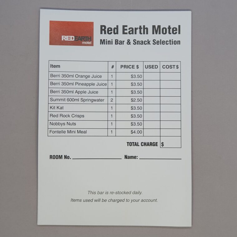 Mini Bar Price List Template
