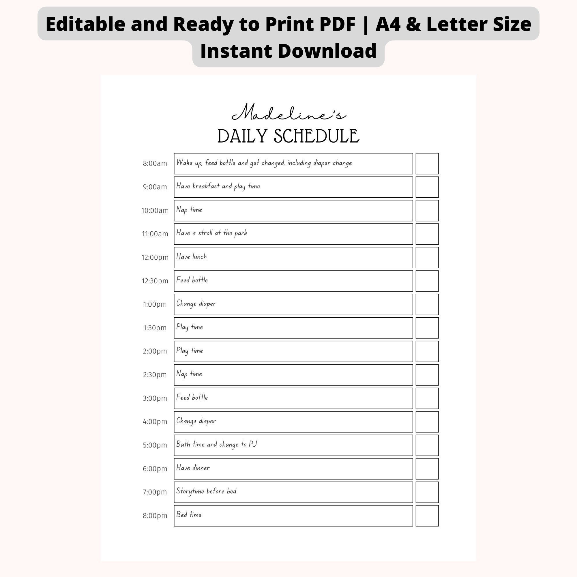 Nanny Daily Task List Template