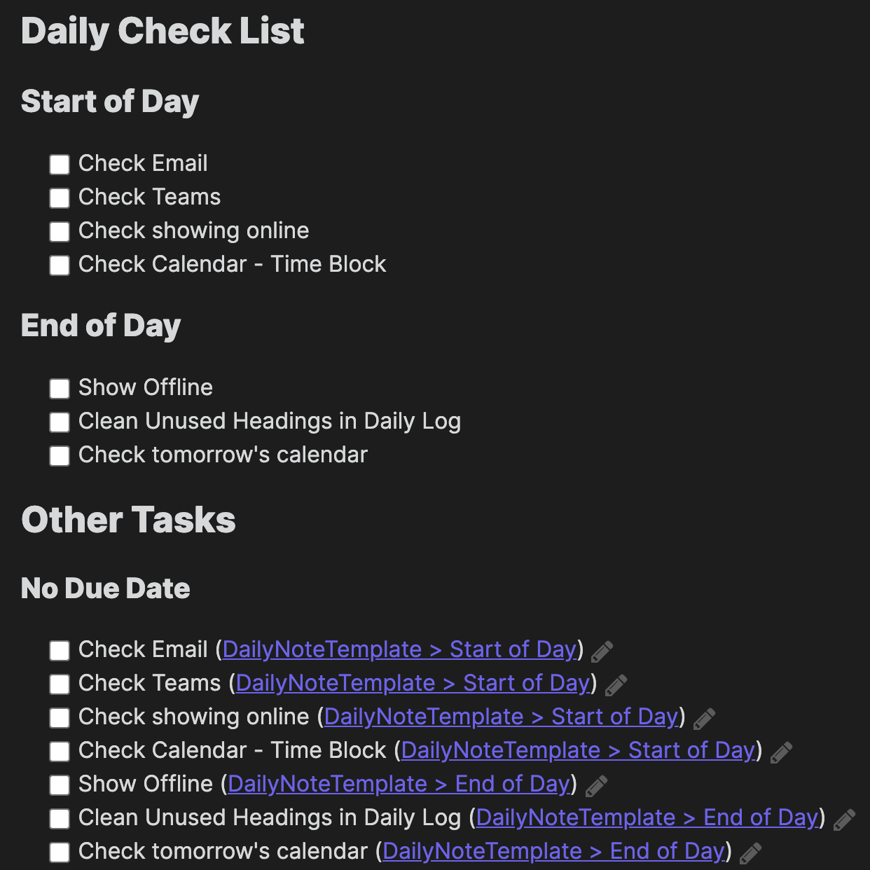 Obsidian To Do List Template