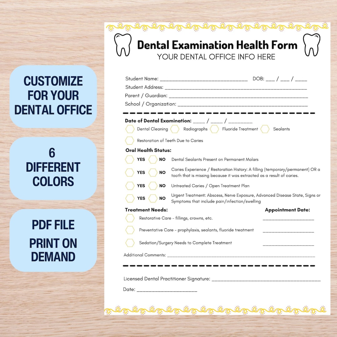 Pediatric Dental Check List Template