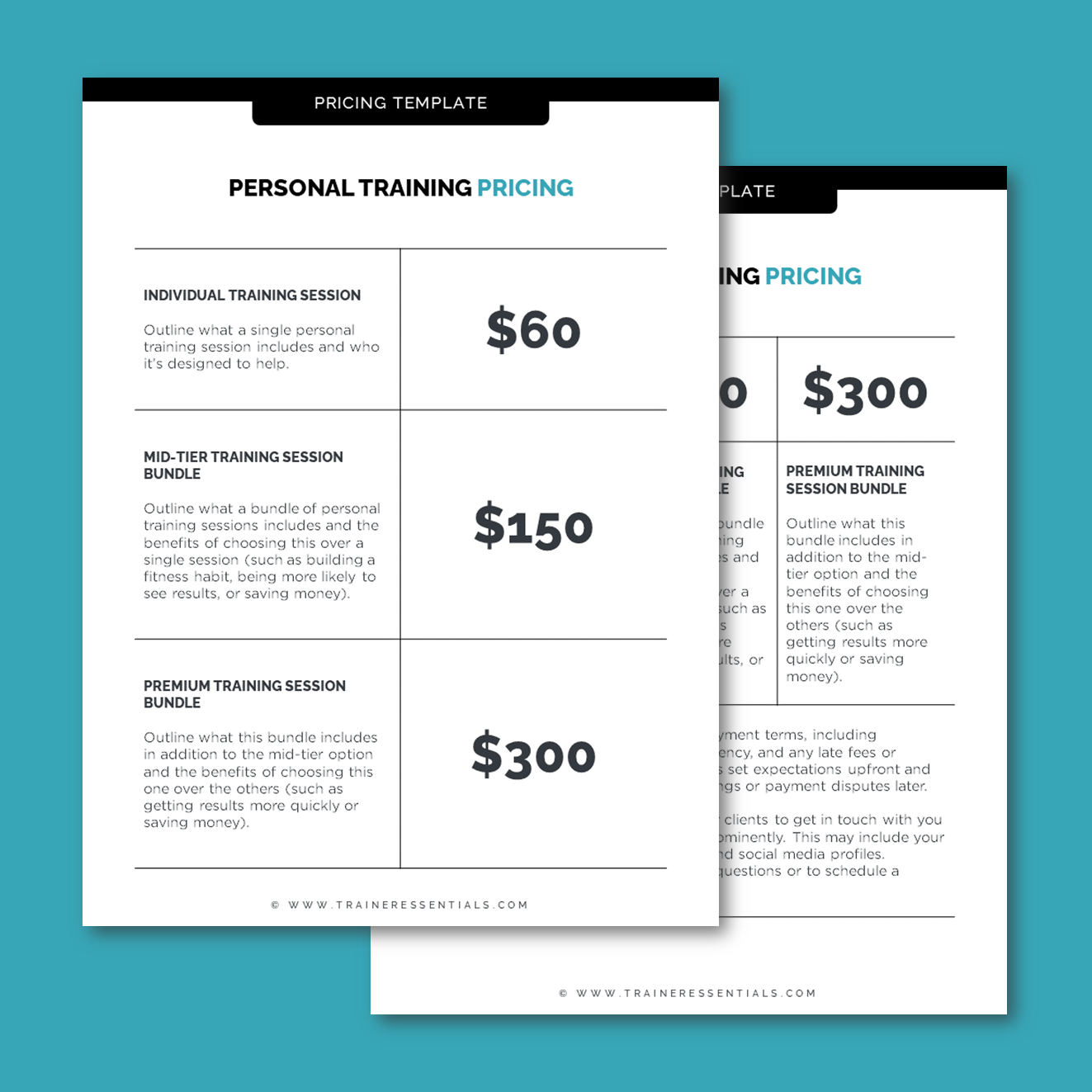 Personal Trainer Price List Template