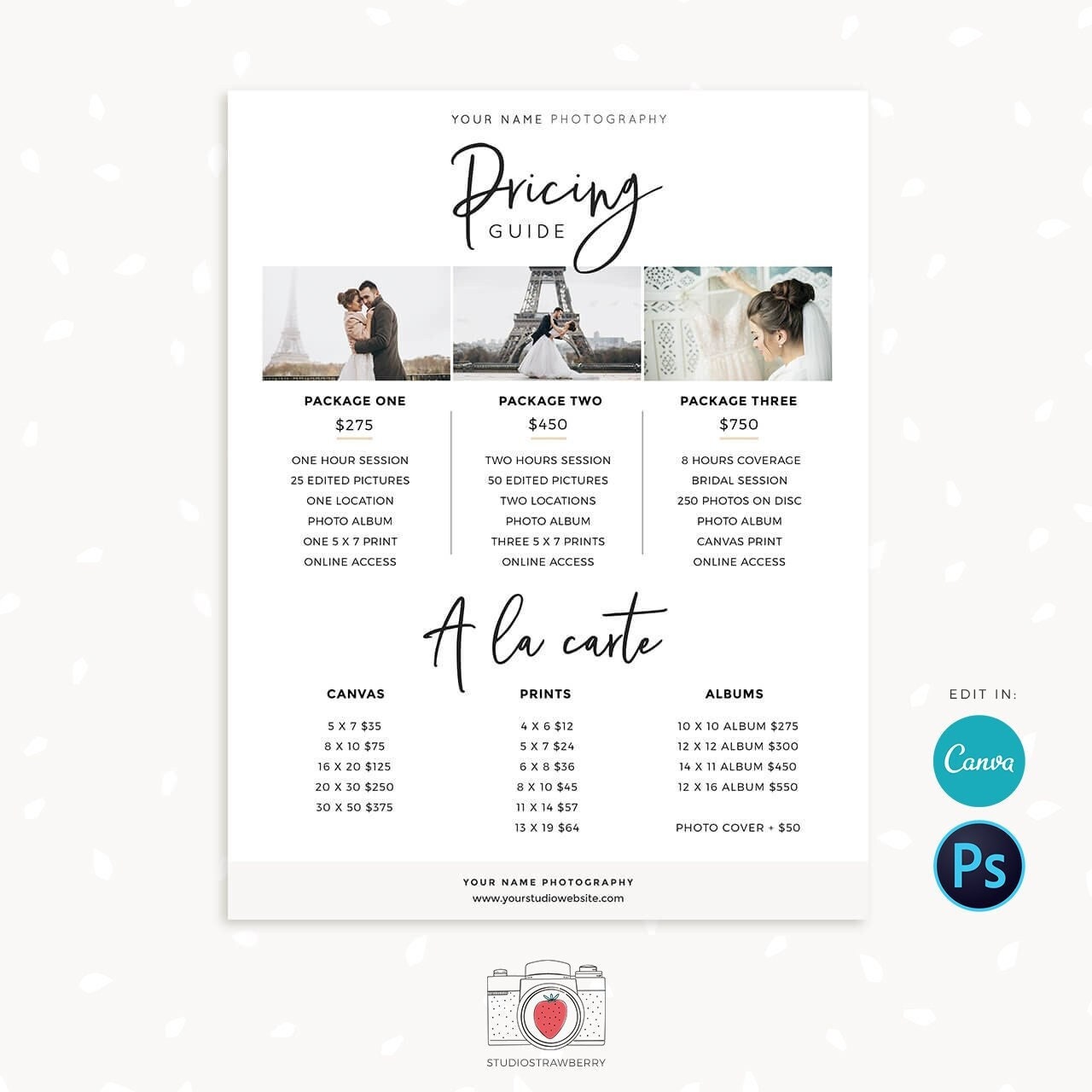 Photography Package Price List Template
