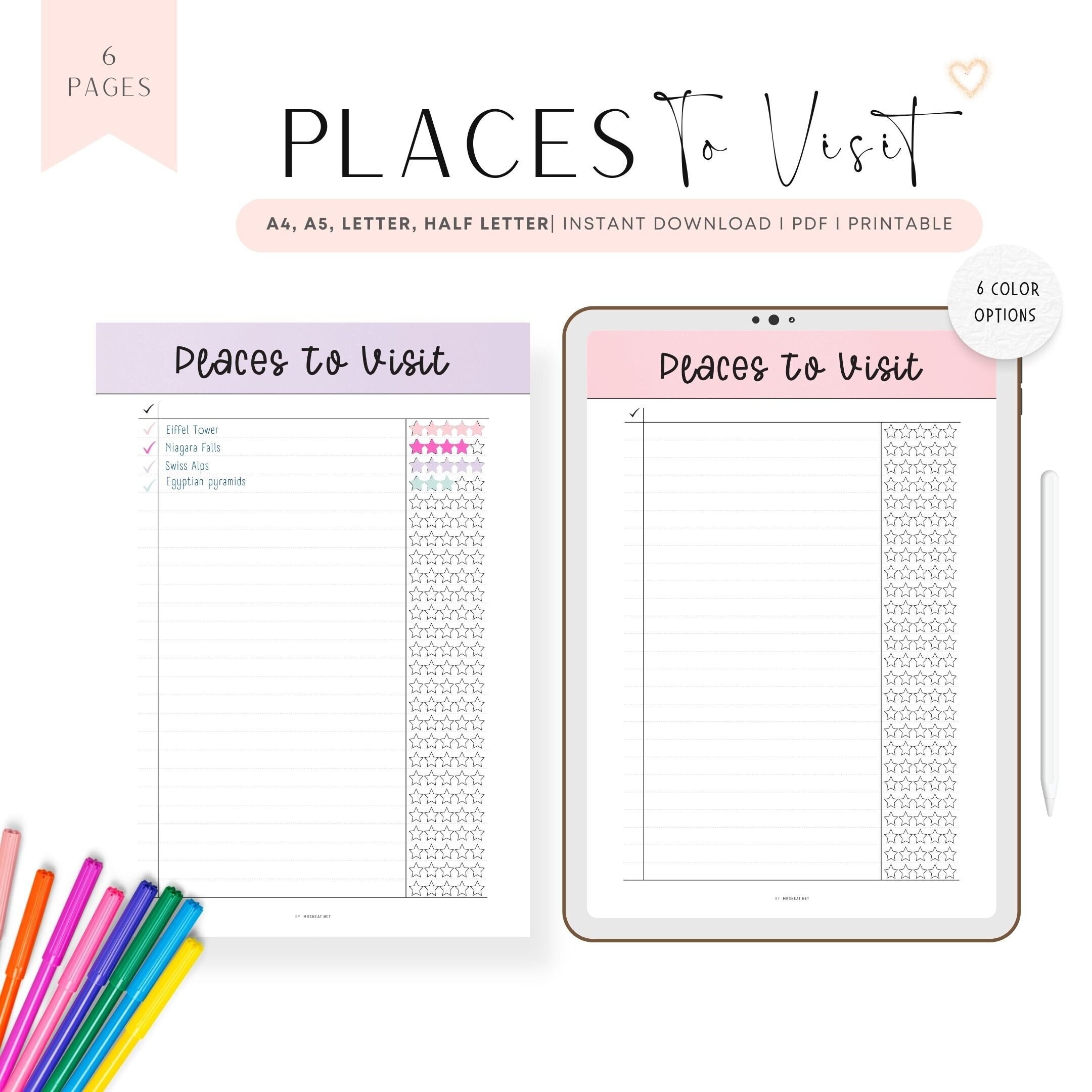 Places To Visit List Template
