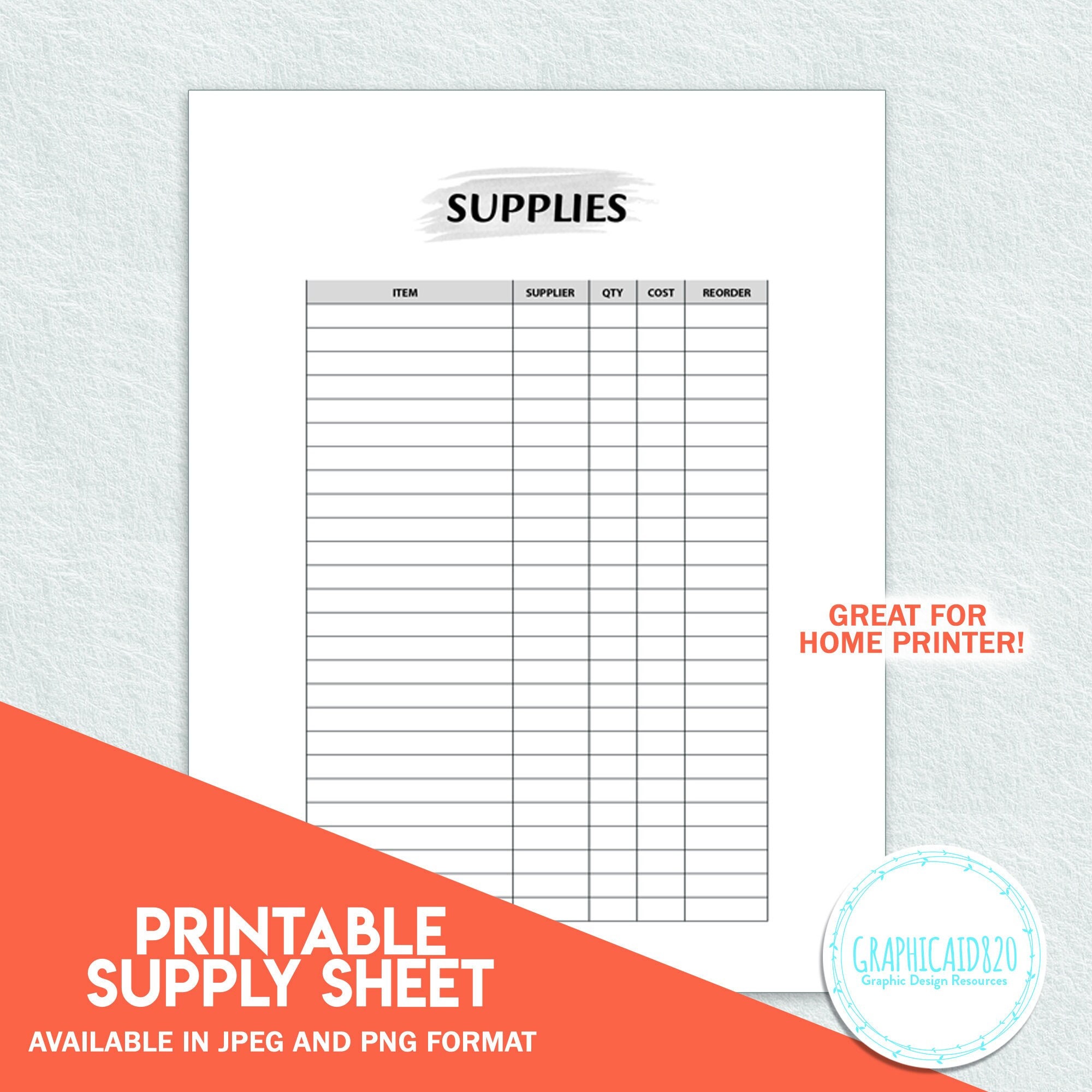 Printable Blank Supply List Template