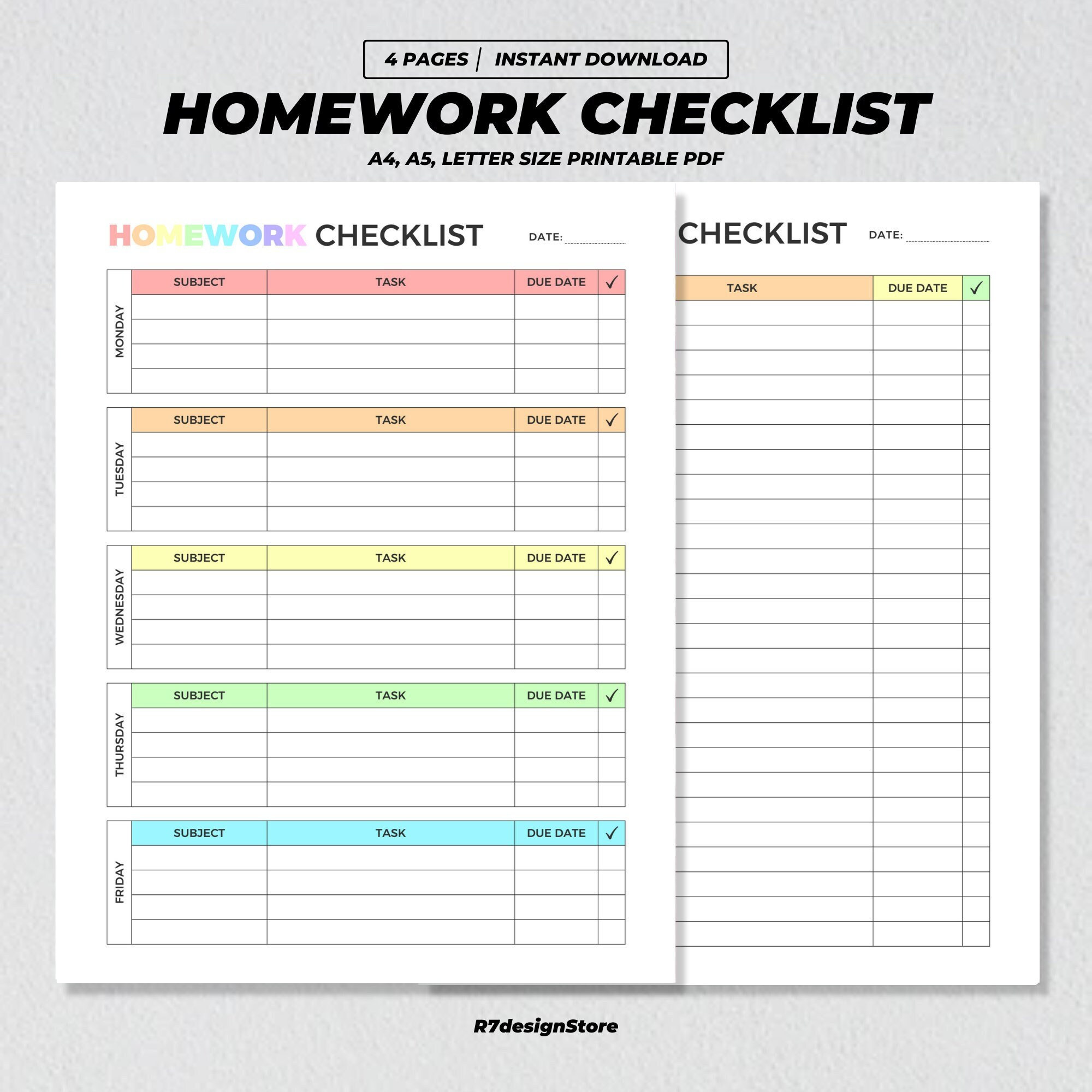 Printable Homework To Do List Template