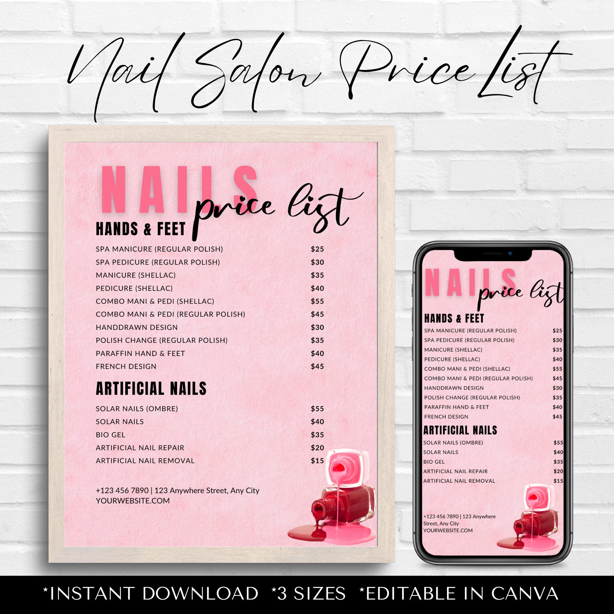 Printable Nail Salon Price List Template