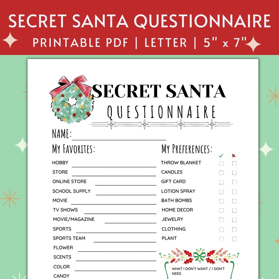 Printable Secret Santa List Template
