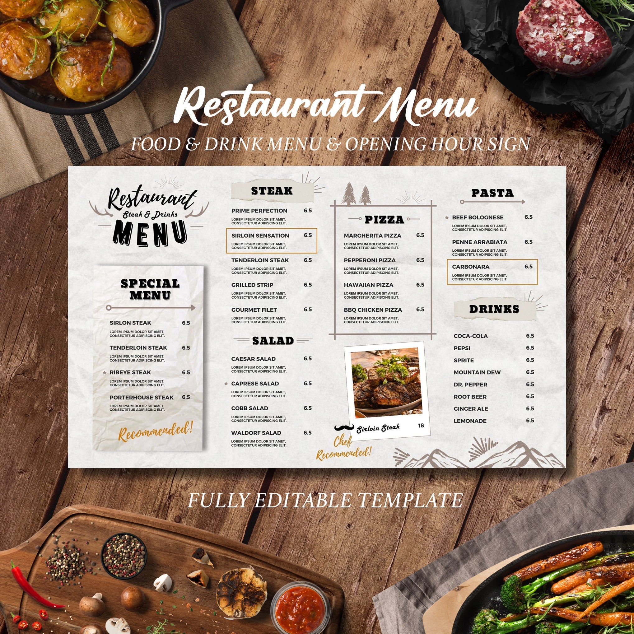 Restaurant Menu Price List Template