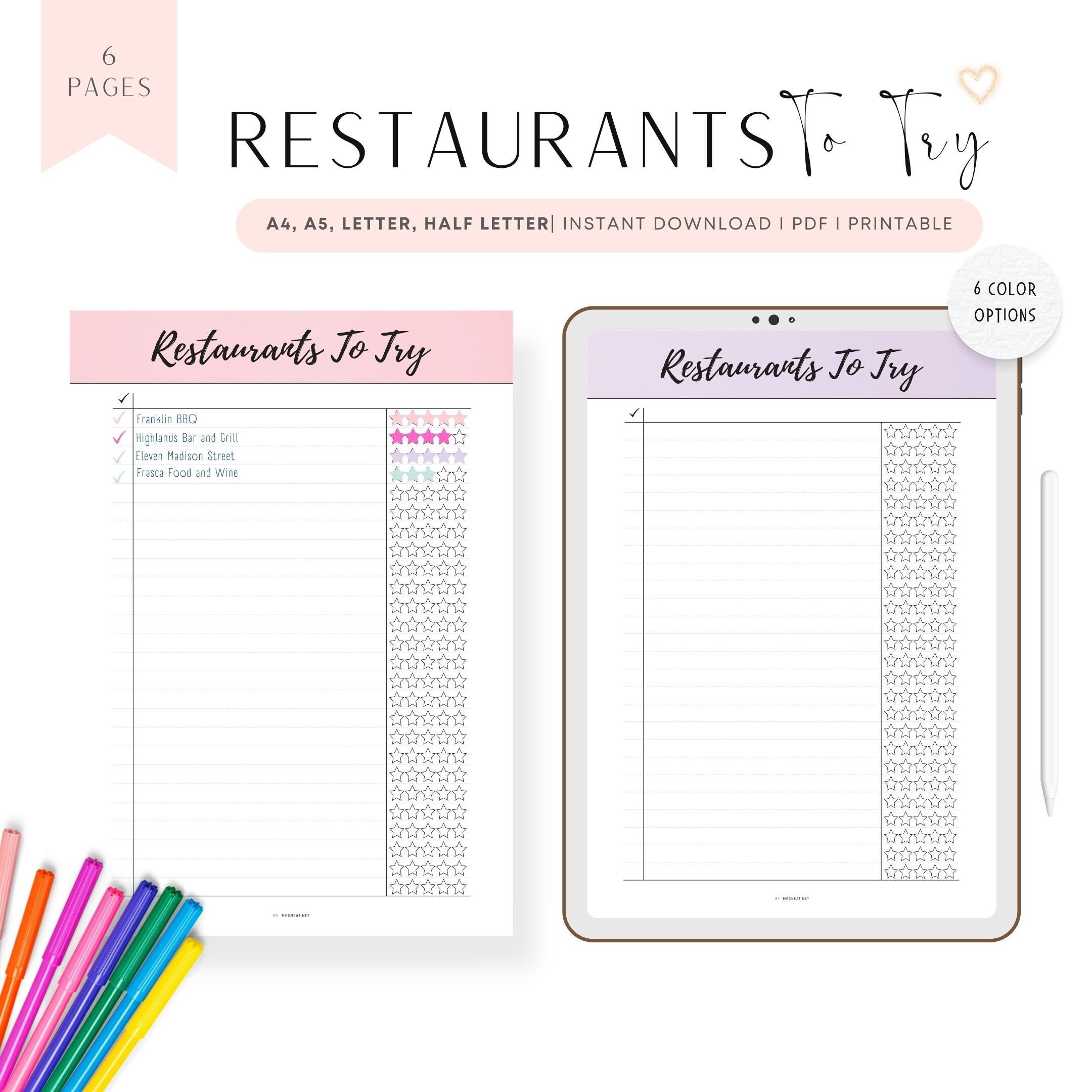 Restaurant To Do List Template