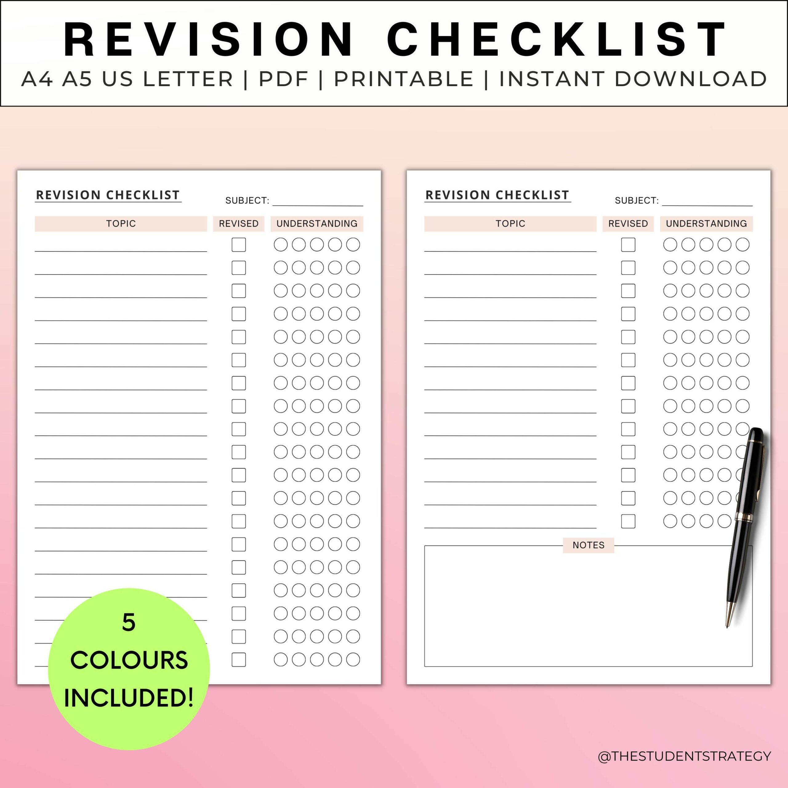 Revision To Do List Template