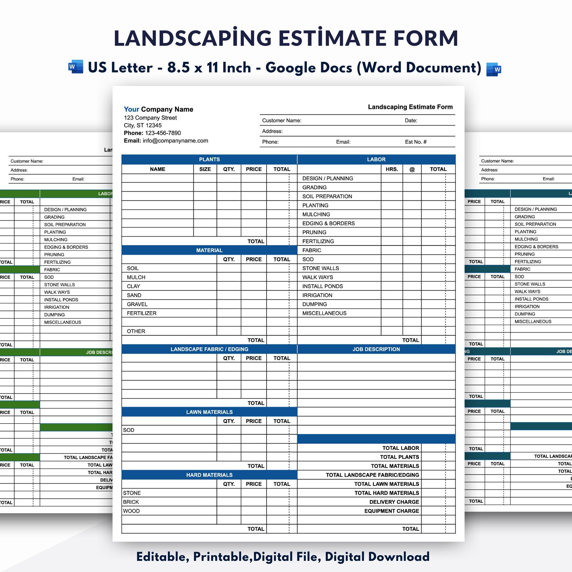 Sample Landscaping Client List Template