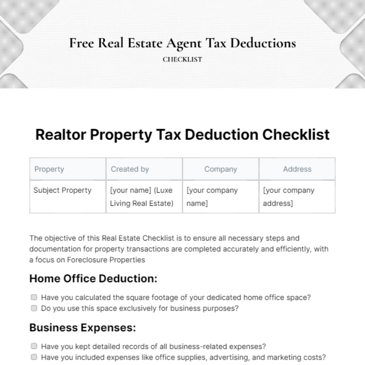 Security Deposit Itemized List Template