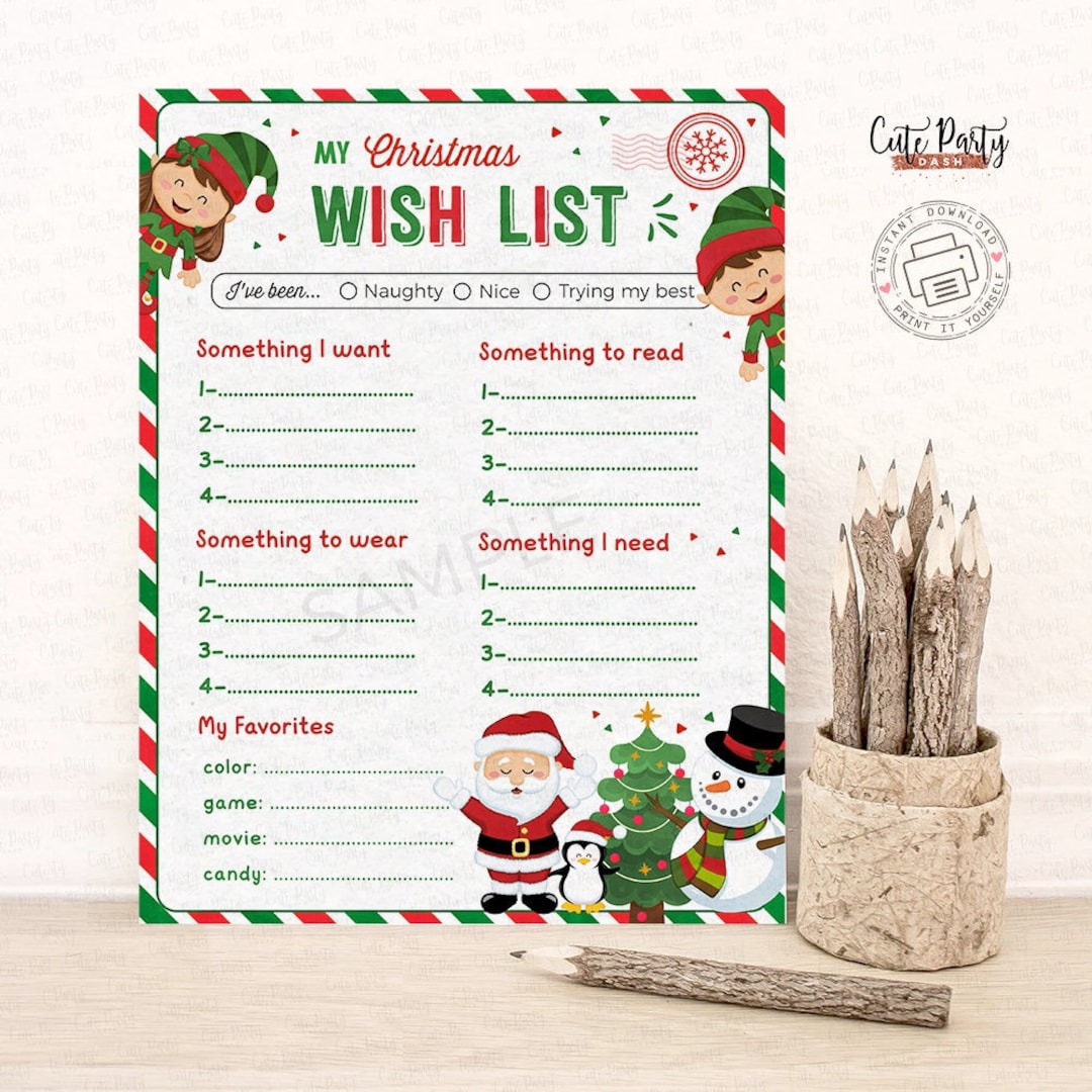 Simple Christmas List Template Printable