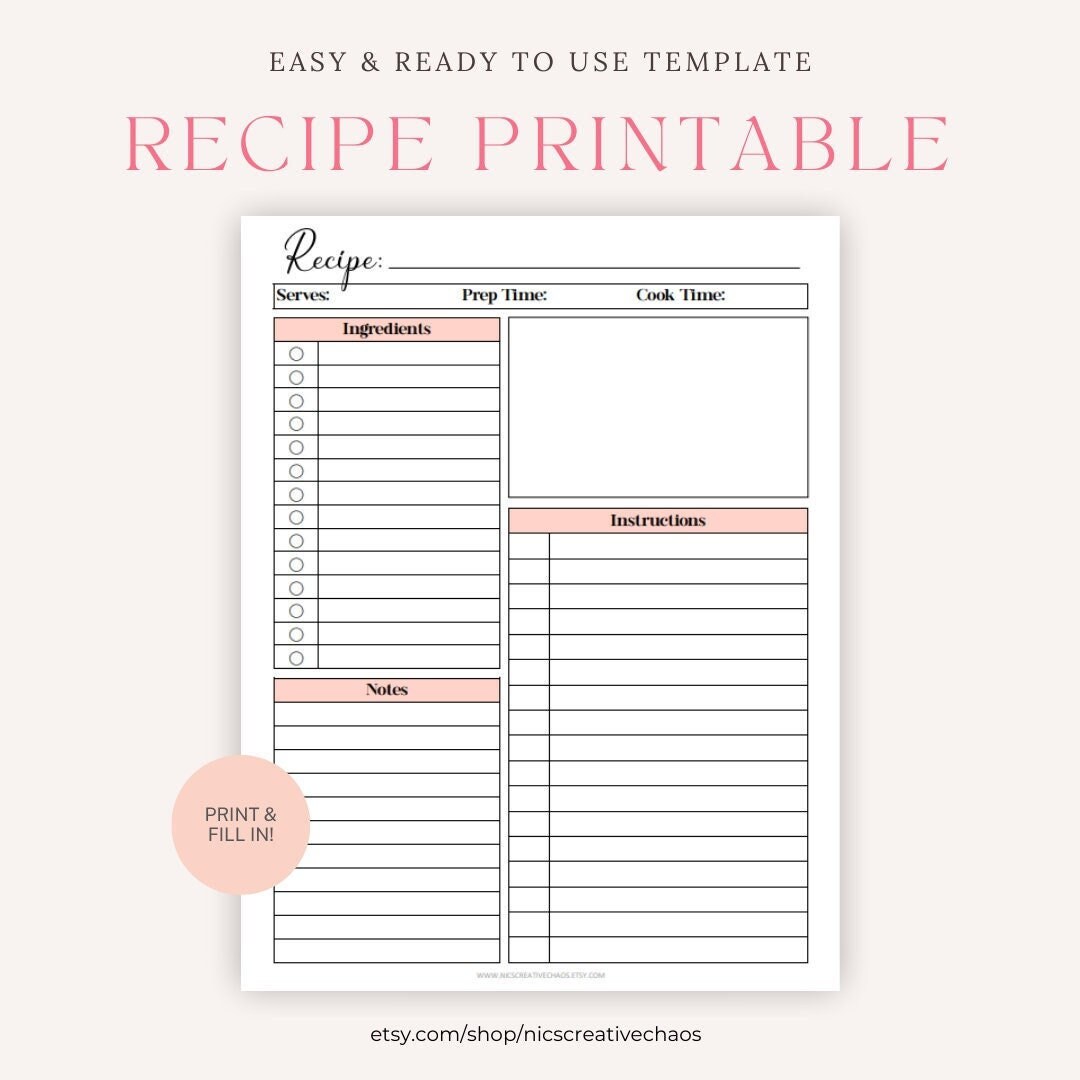 Simple Cooks Prep List Template