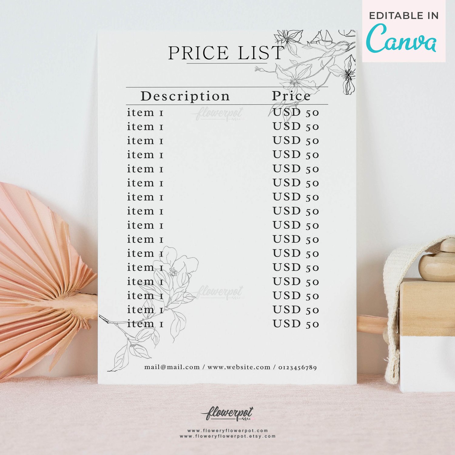Small Business Price List Template