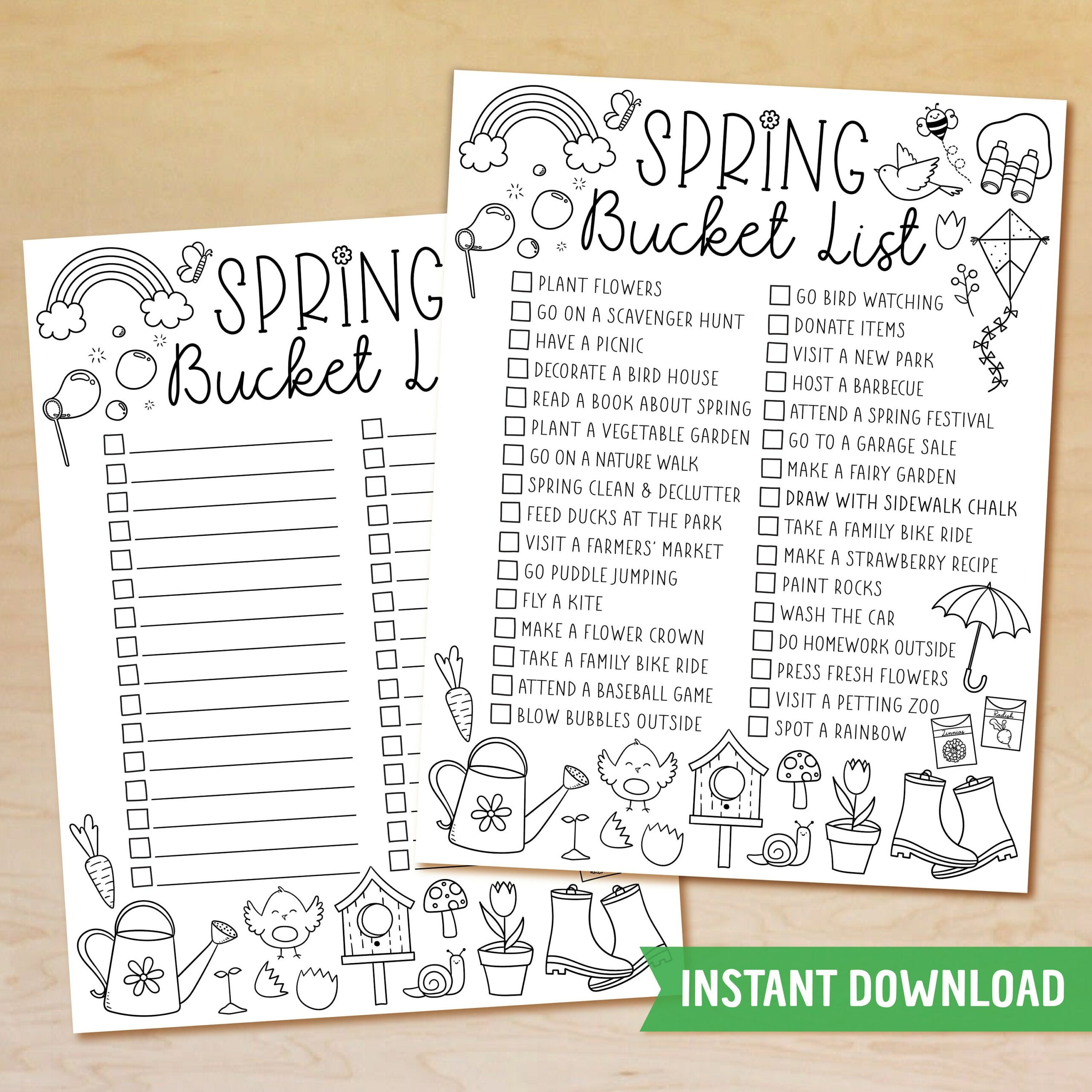 Spring Break Bucket List Template